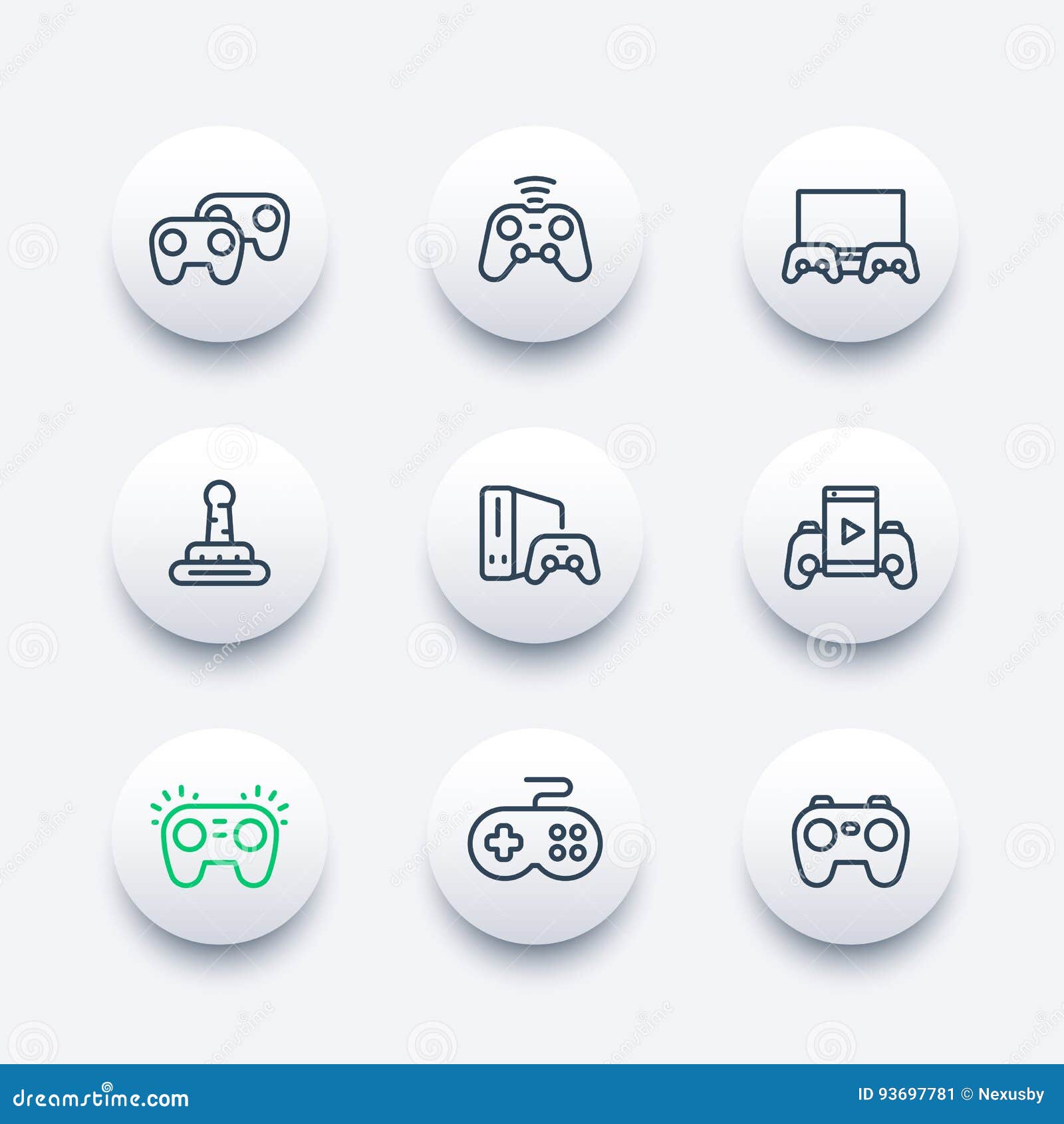 Gamepads Icons Set in Line Style Stock Vector - Illustration of contour ... Gamepads Icons Set in Line Style Stock Vector - Illustration of contour ...