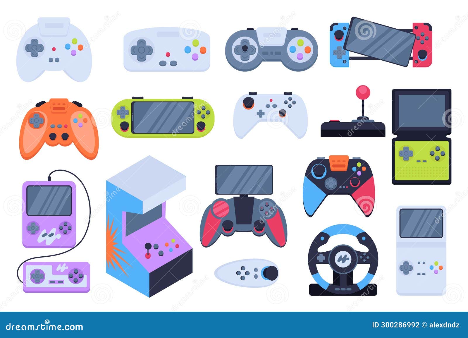 Gamepads Mega Set in Flat Design. Vector Illustration Isolated Graphic ...