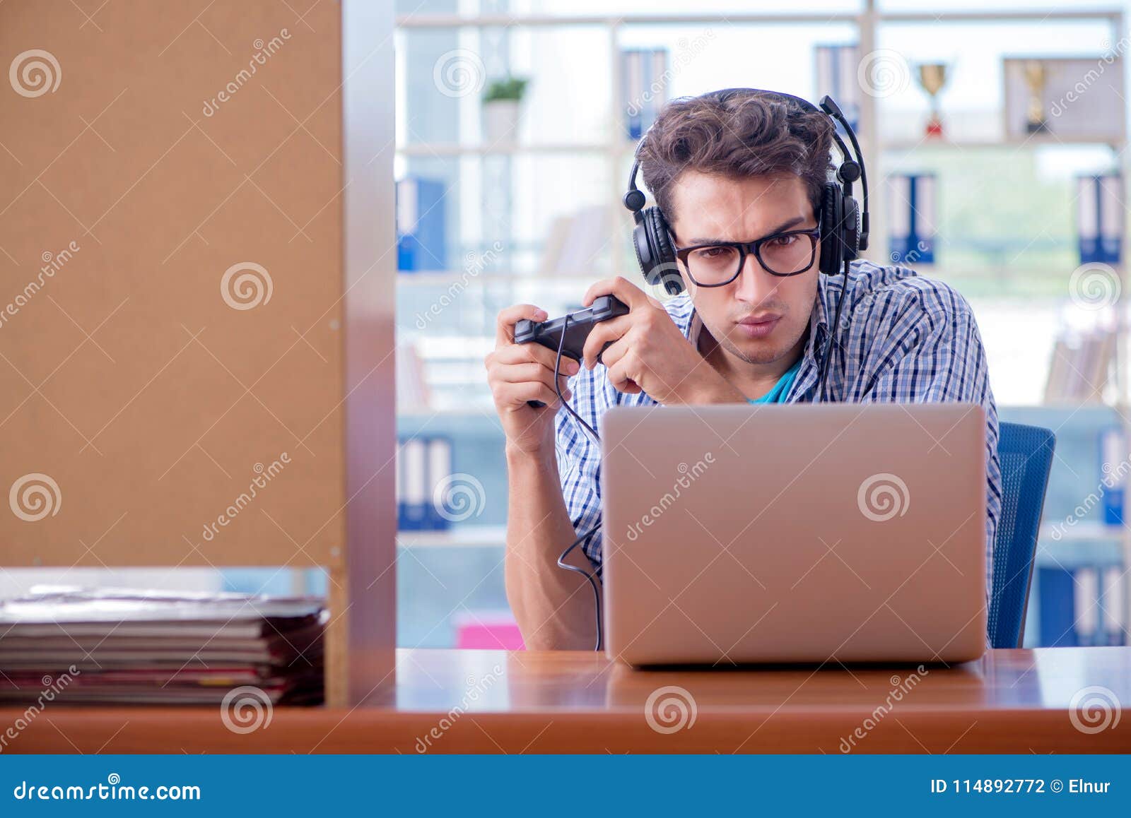 The Gamer Addict Playing Computer Games at Home Stock Photo - Image of ...