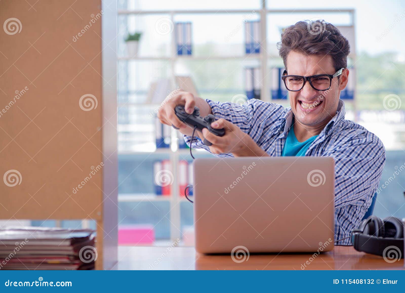 The Gamer Addict Playing Computer Games at Home Stock Photo - Image of ...