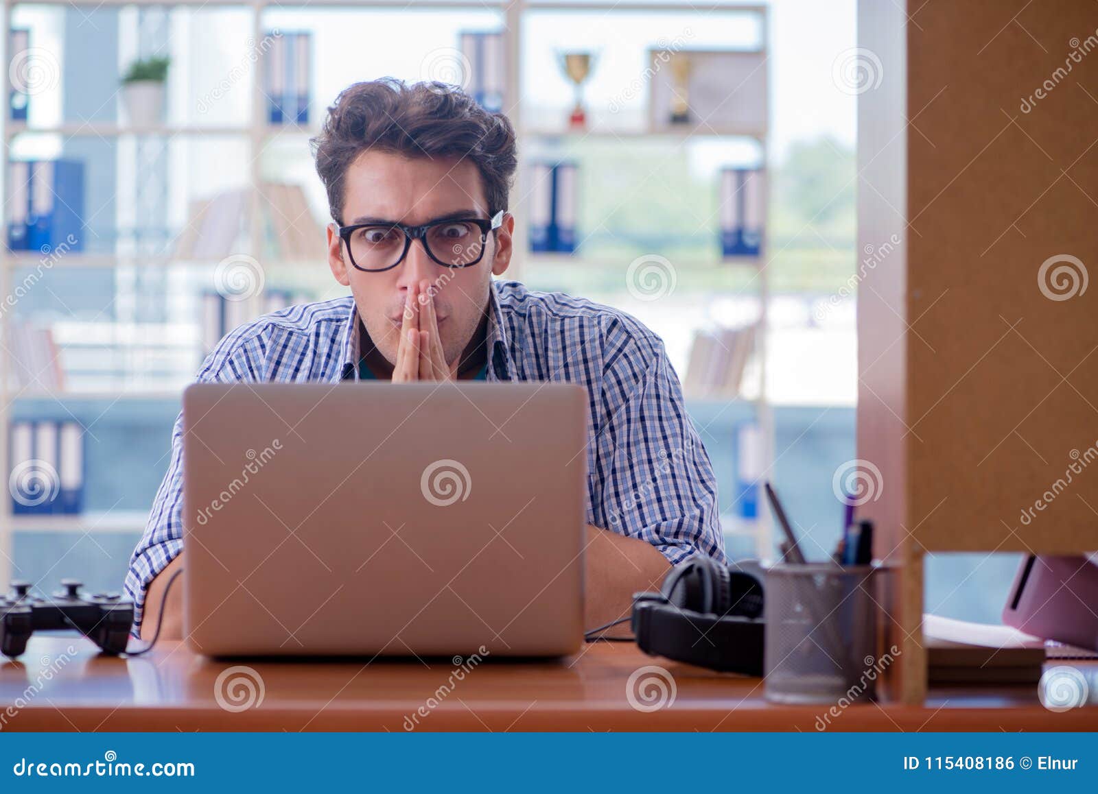 The Gamer Addict Playing Computer Games at Home Stock Photo - Image of ...