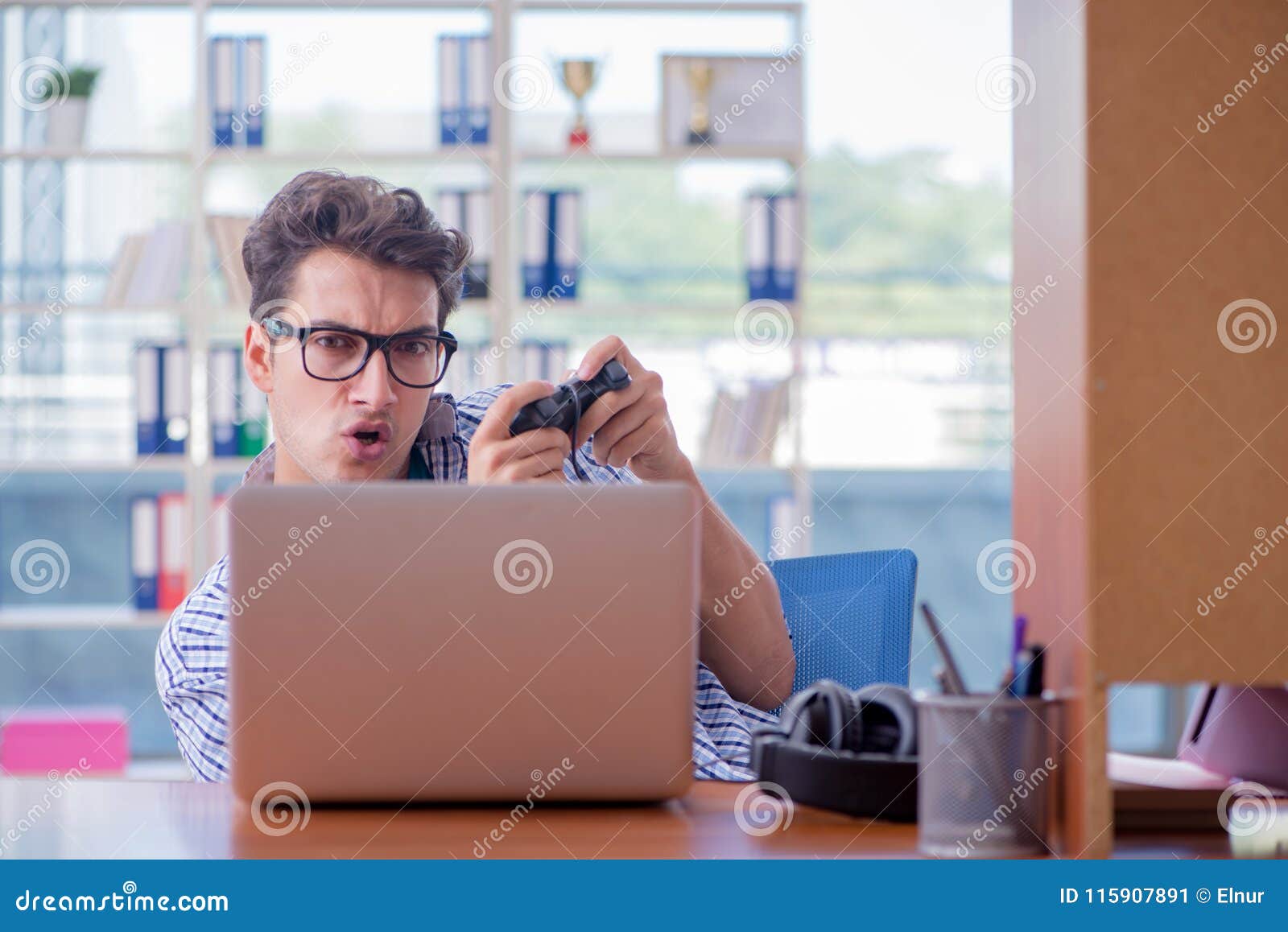 The Gamer Addict Playing Computer Games at Home Stock Image - Image of ...