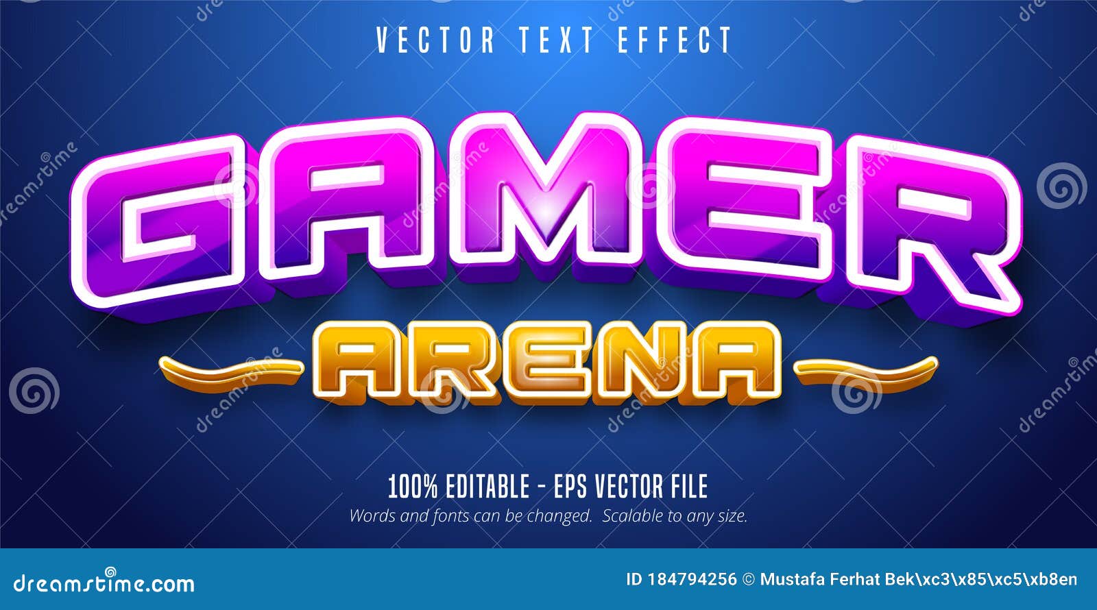 Gamer Arena Text, Game Style Editable Text Effect Stock Vector ...