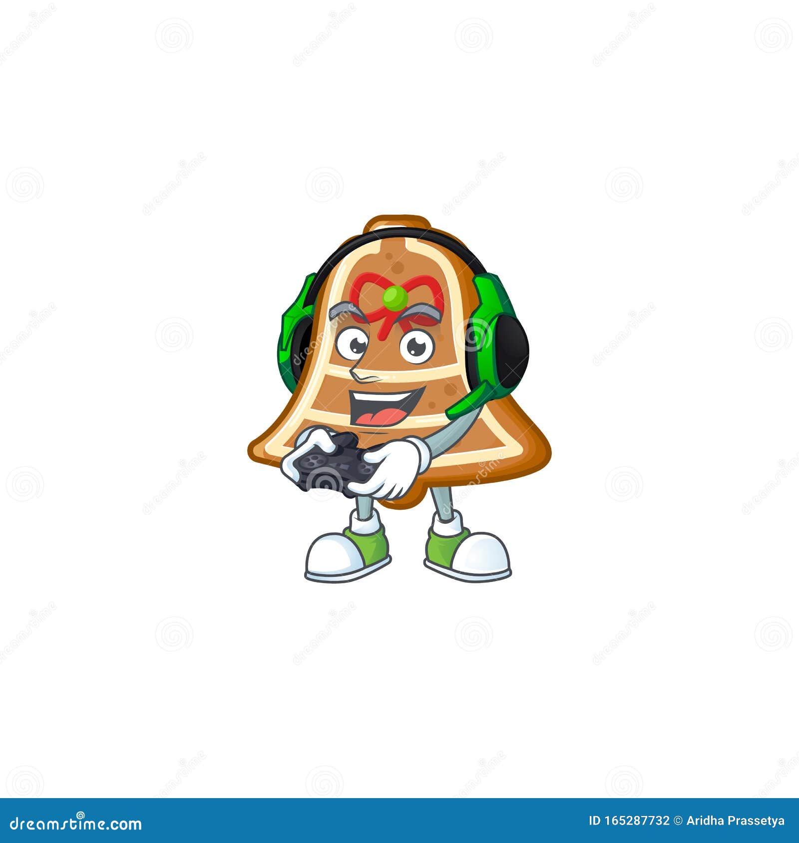 Gamer Bell Cookies Cartoon Character with Headphone and Controller ...