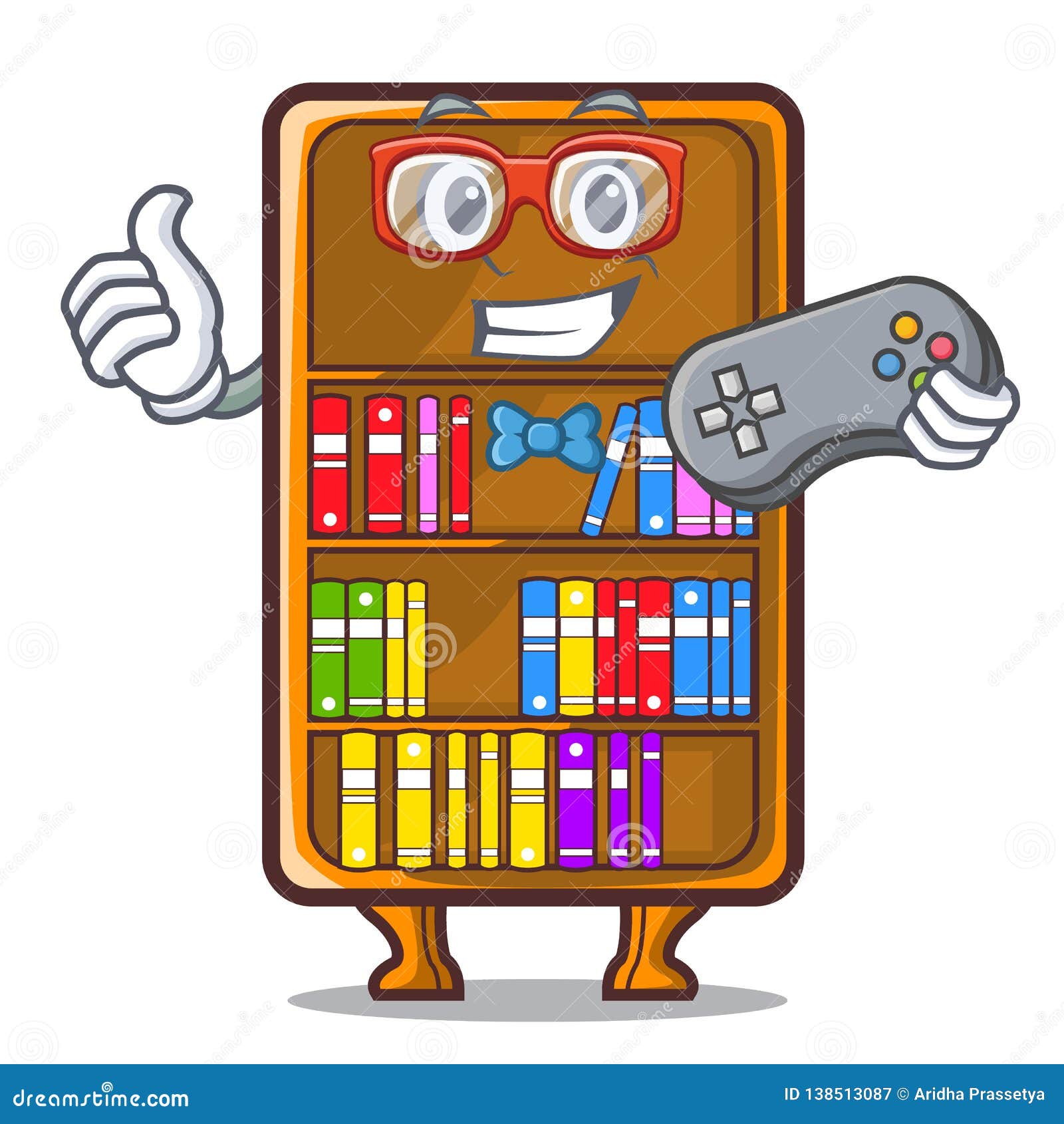Gamer Bookcase Isolated in the with Characters Stock Vector ...