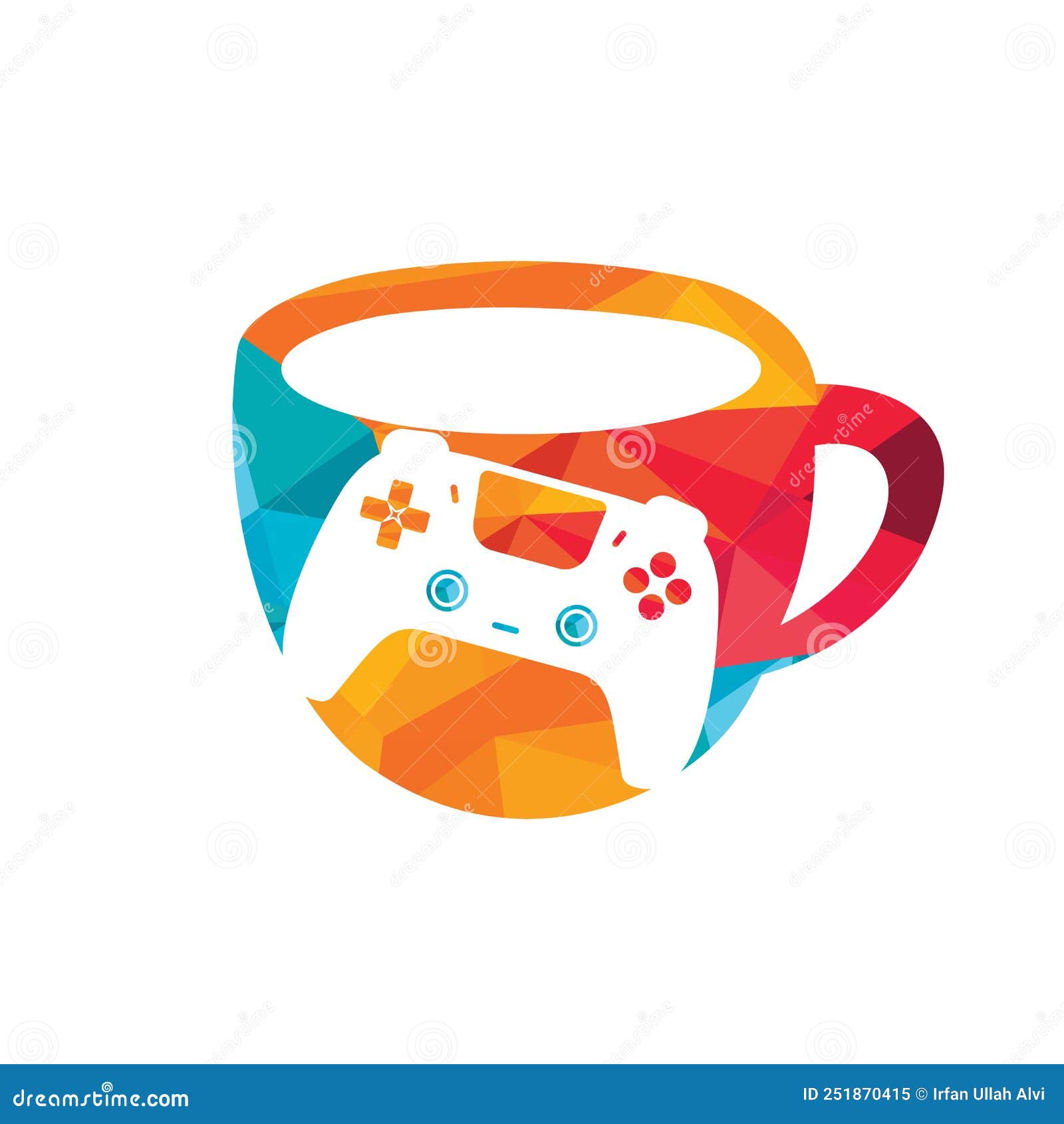 Gamer Cafe Vector Logo Design Template. Stock Vector - Illustration of ...
