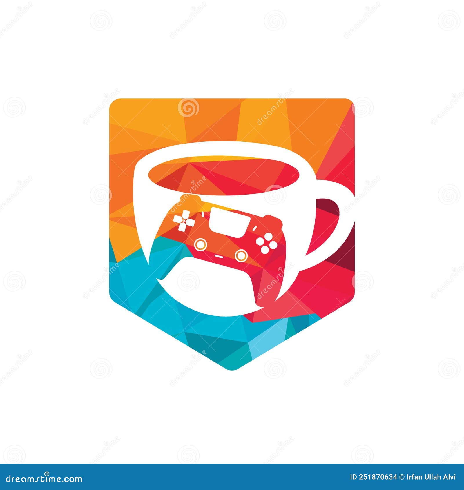 Gamer Cafe Vector Logo Design Template. Stock Vector - Illustration of ...