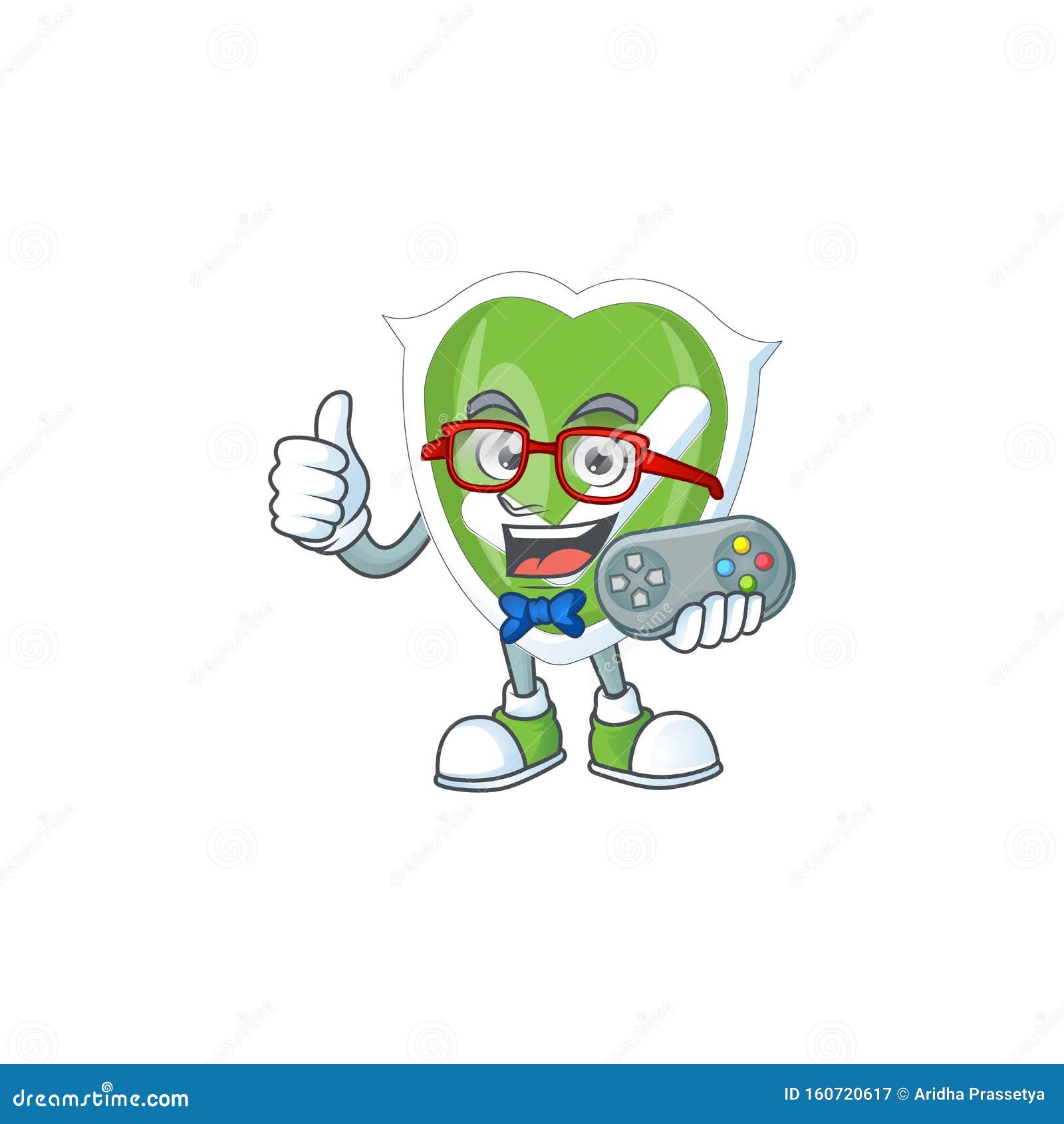 Gamer Checkmark Shield with Cartoon Character Shape. Stock Vector ...