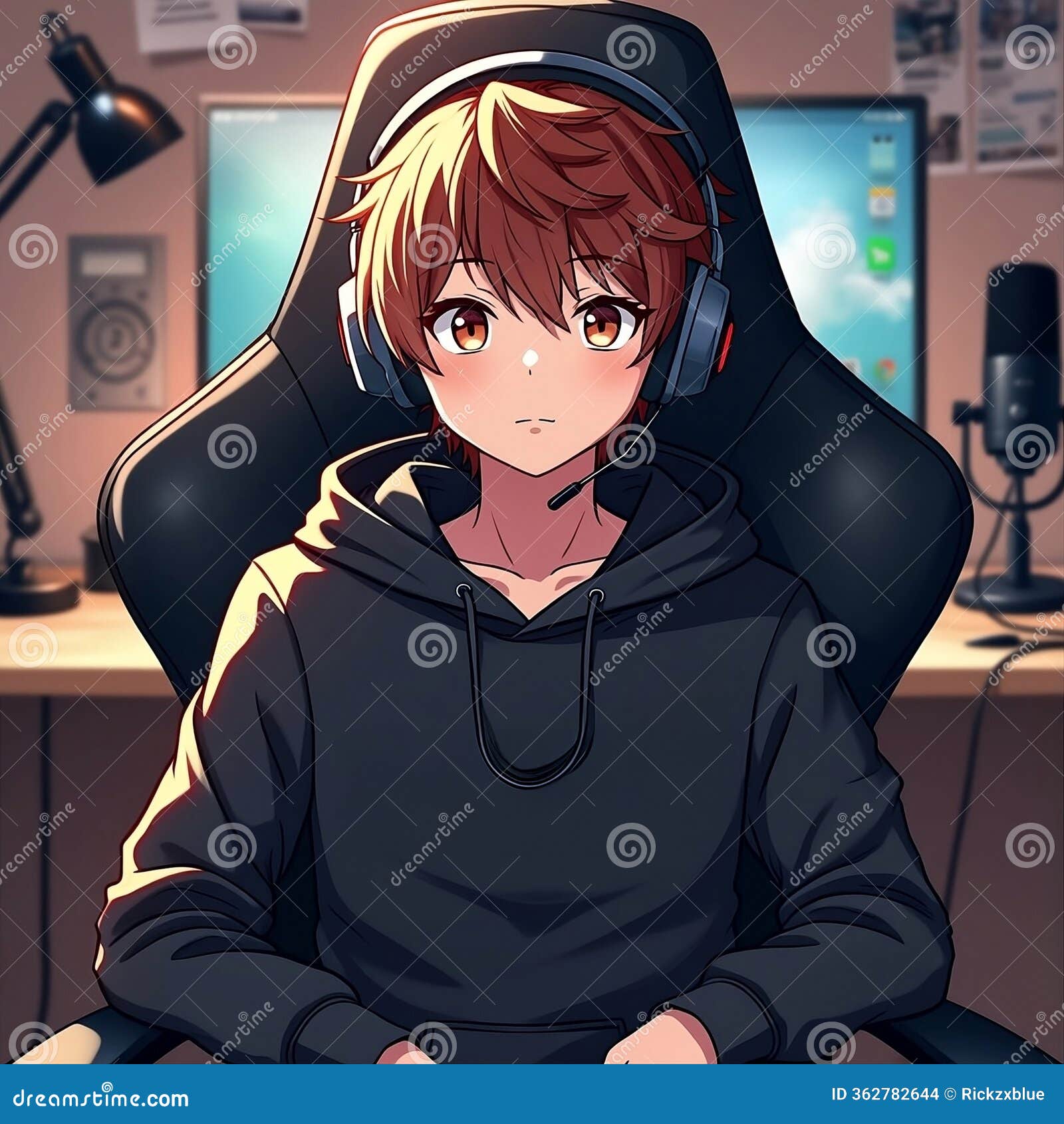 Gamer and Content Creator stock illustration. Illustration of adult ...