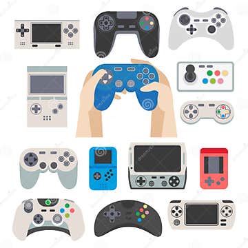 Gamer Gamepad and Gaming Controller Device Vector Isolated Icons Stock ...
