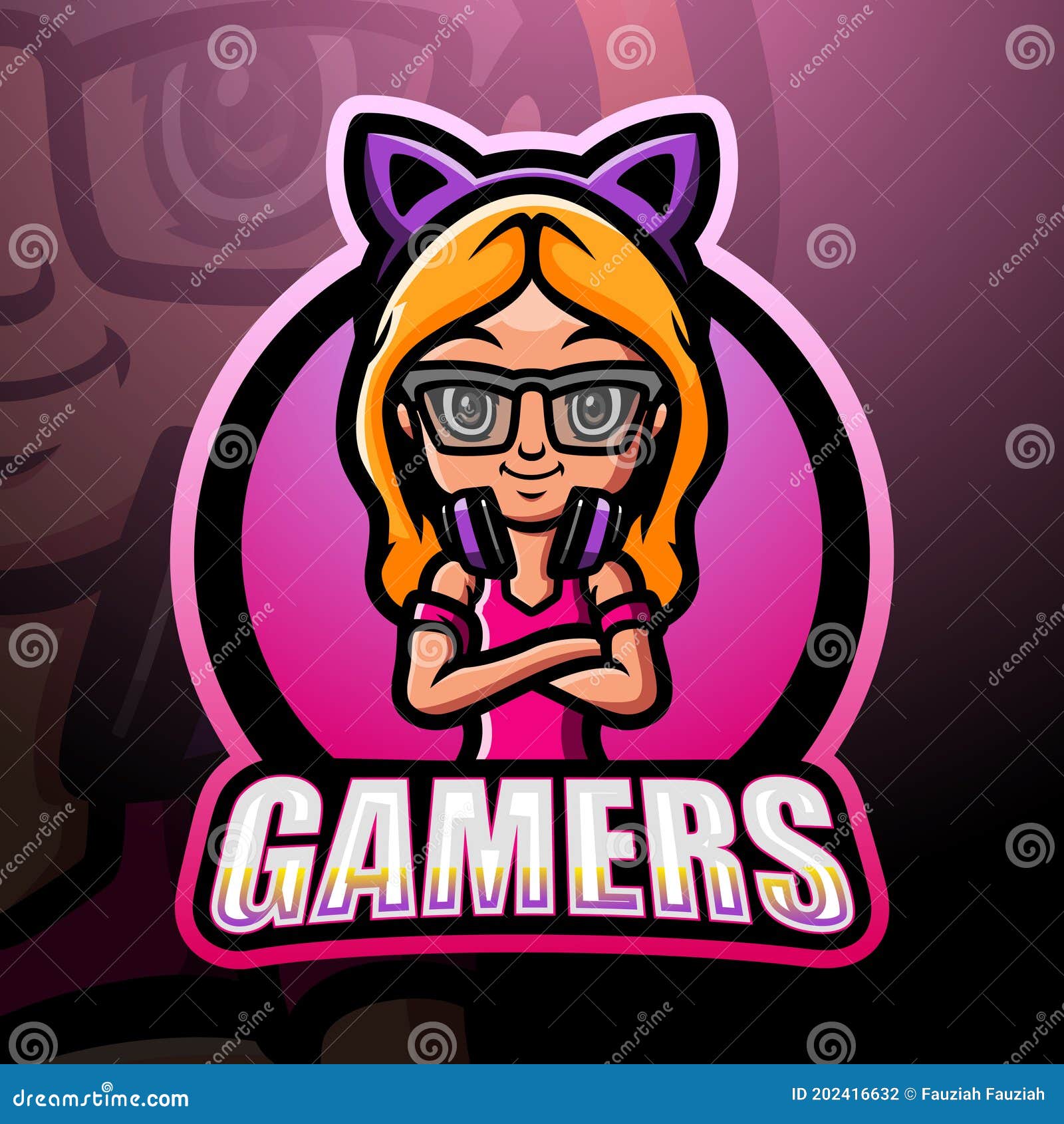 Gamer Girl Mascot Esport Logo Design Stock Vector Illustration Of
