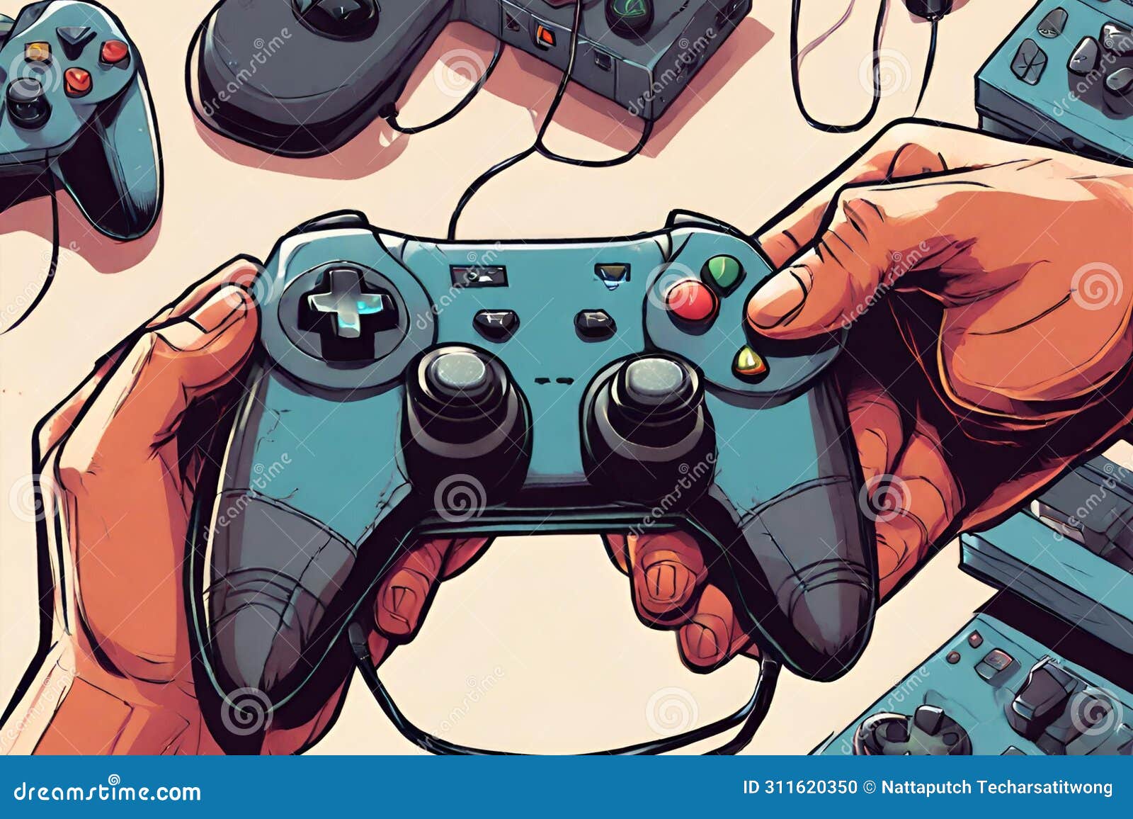 A Gamer Hand Holding Video Gaming Game Controller Stock Photo - Image ...
