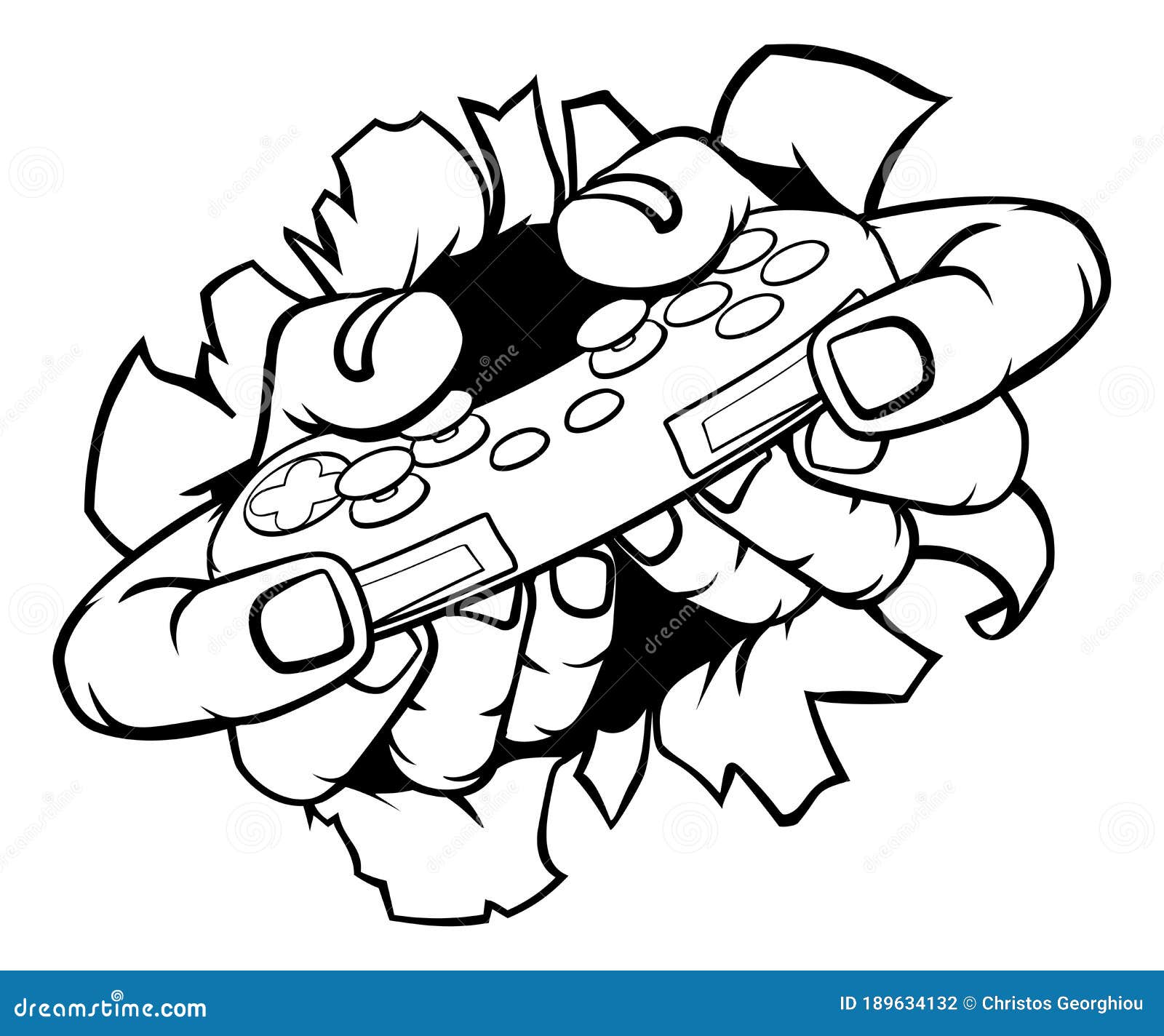 Gamer Hands Video Game Controller Breaking Wall Vector Illustration ...