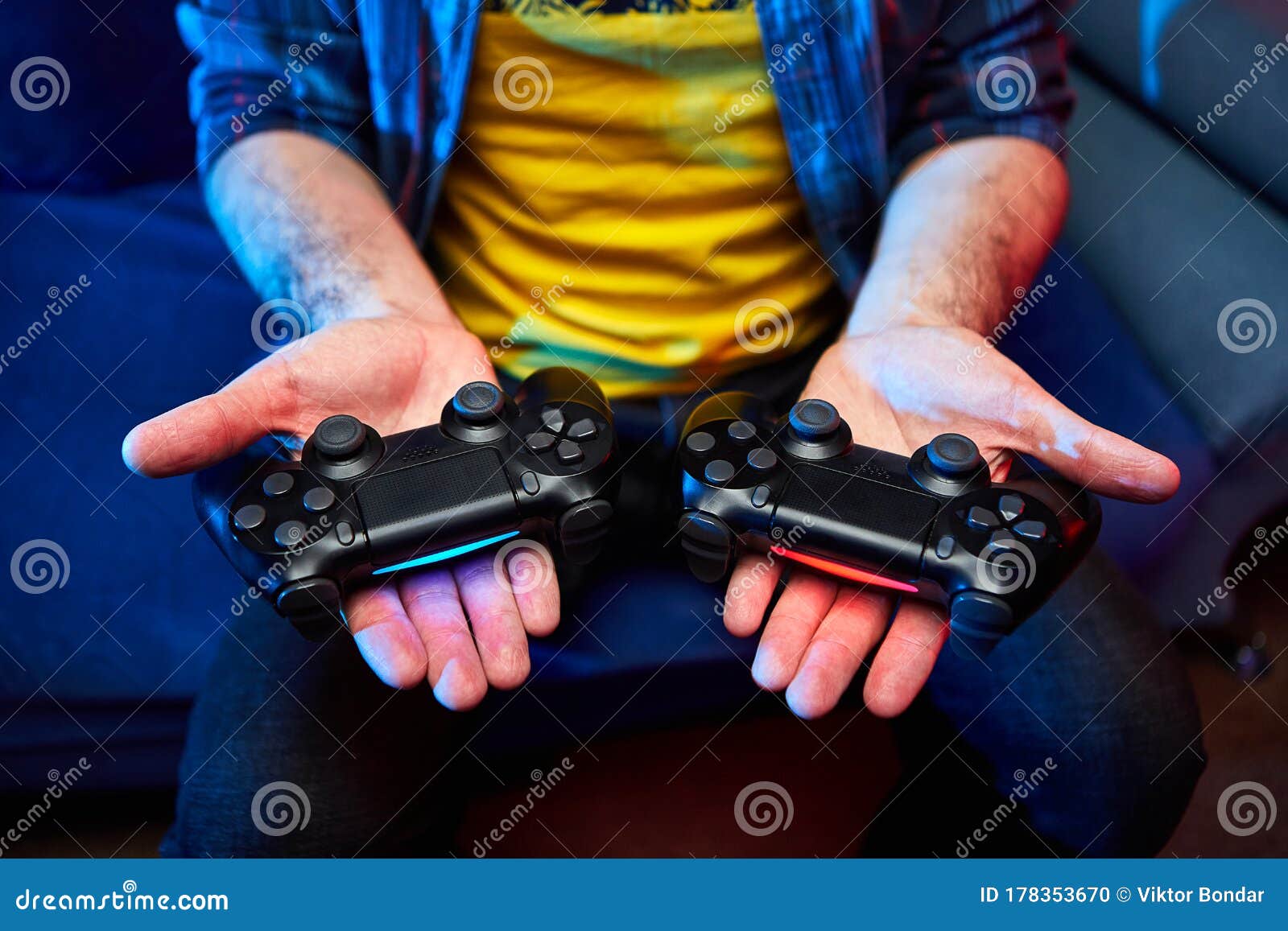 Gamer Holding Gamepad, Controller or Videogame Joystick Console in ...