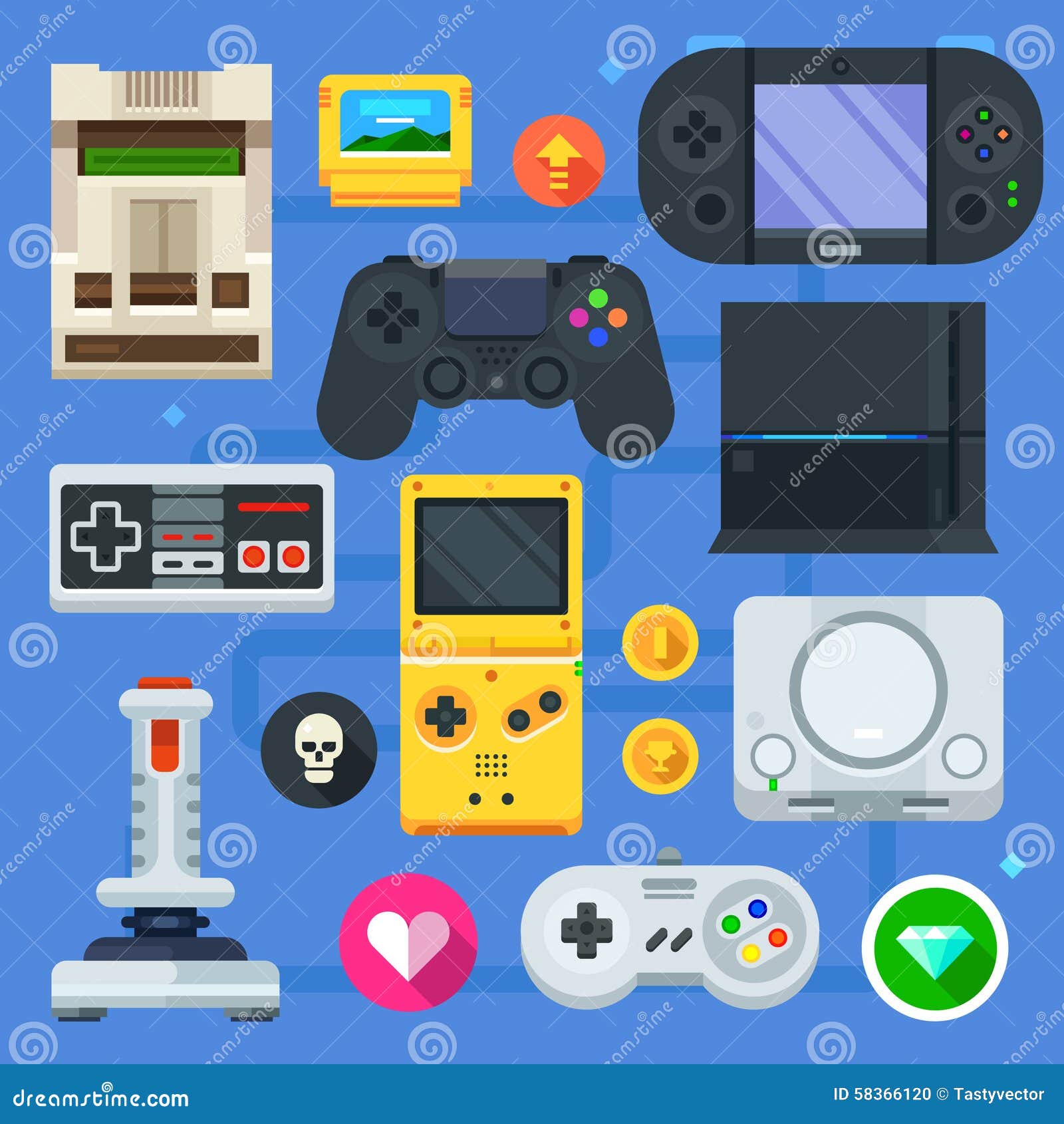The gamer icon set stock vector. Illustration of game - 58366120