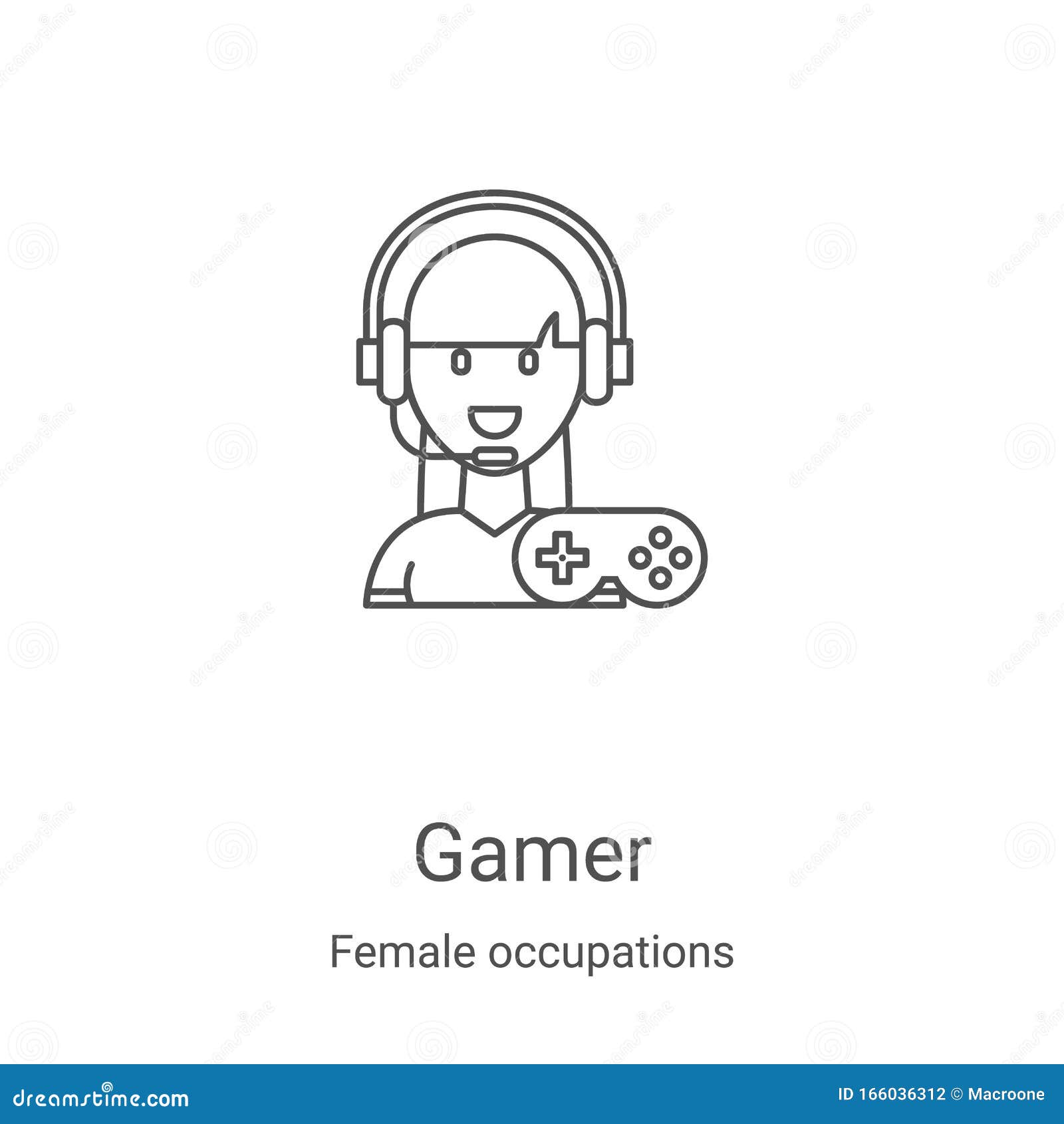Gamer Icon Vector From Female Occupations Collection. Thin Line Gamer ...
