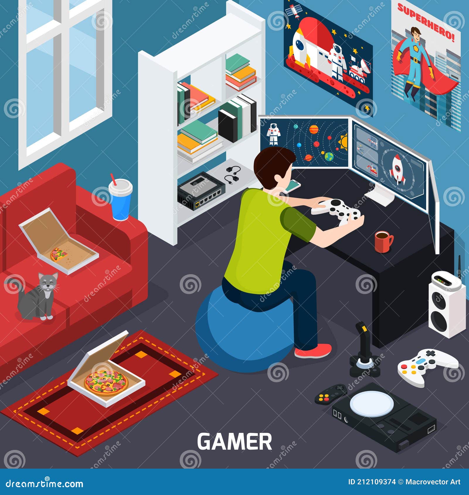 Gamer Isometric Composition Stock Vector - Illustration of joystick ...
