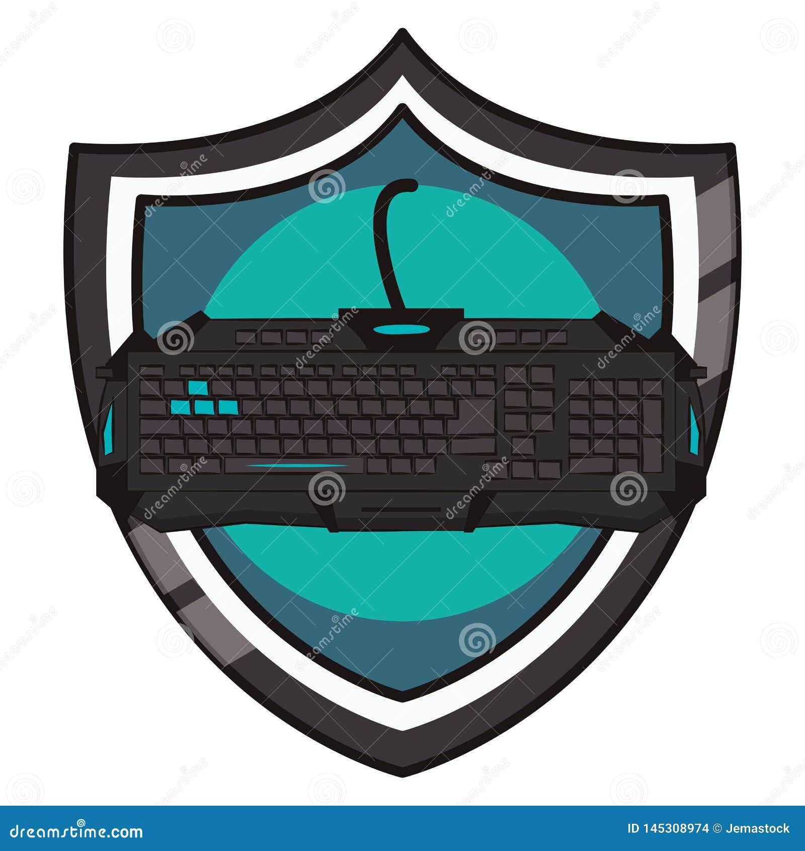 Gamer Keyboard Device Shield Emblem Stock Vector - Illustration of ...