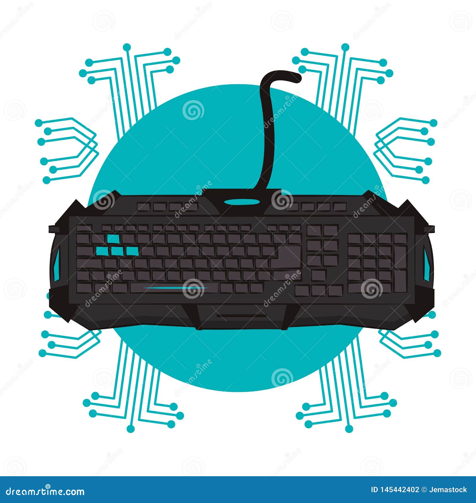 Gamer Keyboard Device Techno Emblem Stock Vector - Illustration of ...