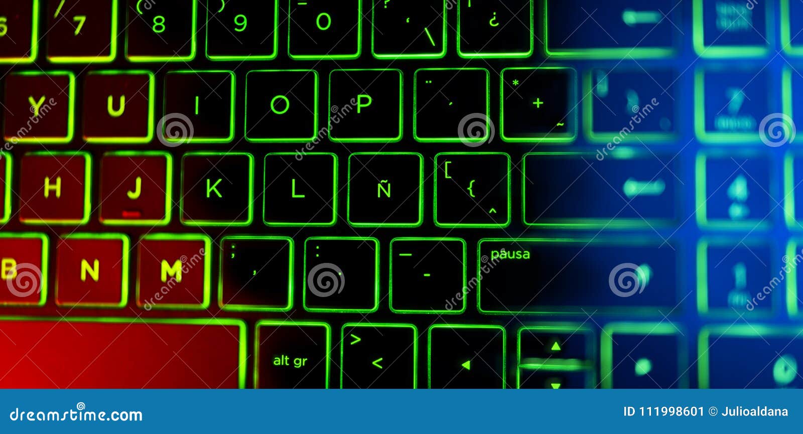 Gamer Keyboard with Green Backlight Stock Image - Image of green ...