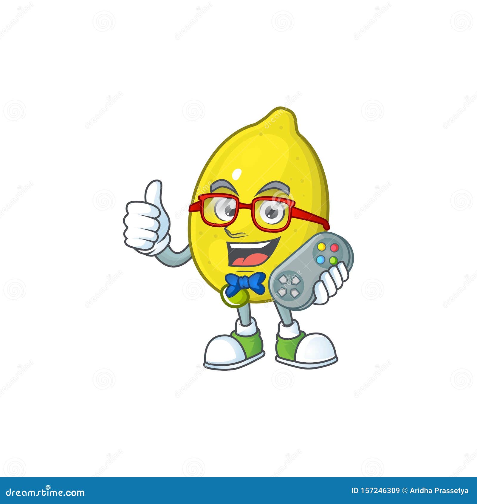 Gamer Lemon Cartoon Character on White Background Stock Vector ...