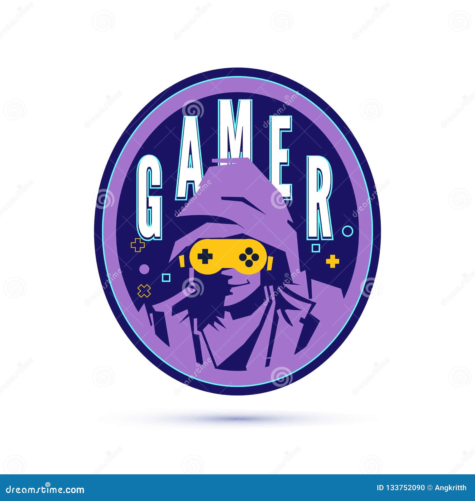 Gamer Logo. Gamer Player With Joystick As Goggle Logo Symbol - V Vector ...