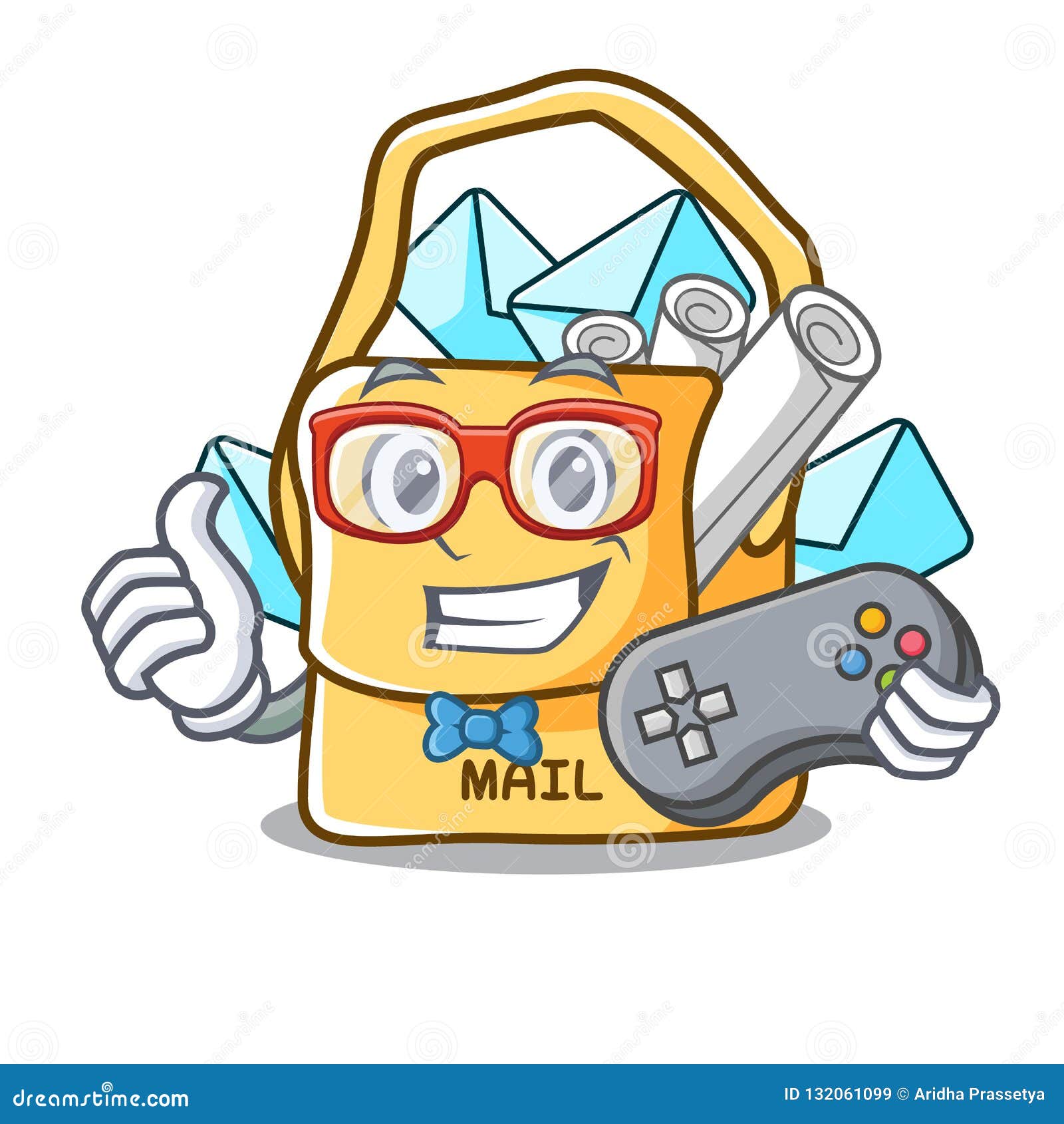 Gamer Mail Bag Character on Table Front Stock Vector - Illustration of ...