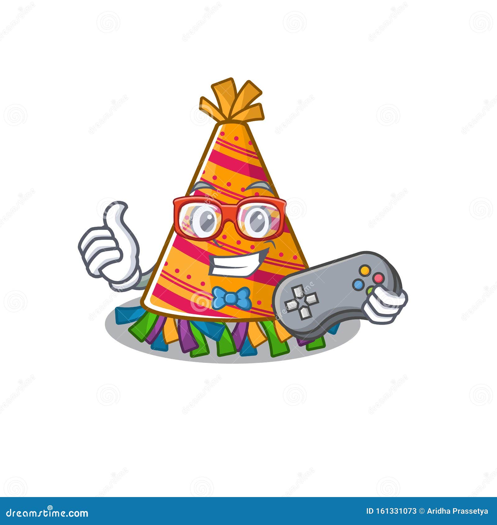 Gamer Party Hat Cartoon with Character Shape Stock Vector ...