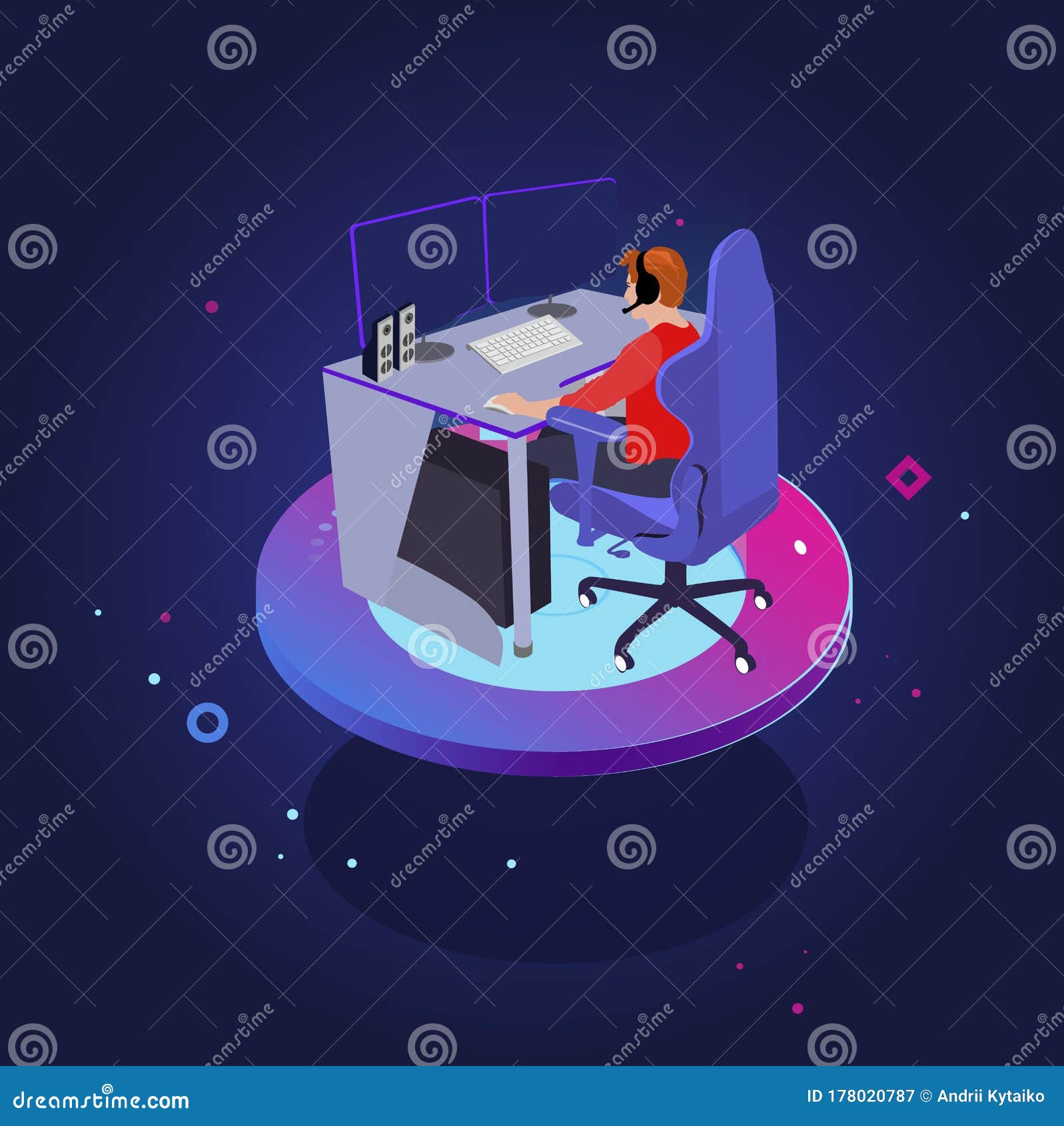 Gamer Play in Computer Game Stock Vector - Illustration of hobby ...