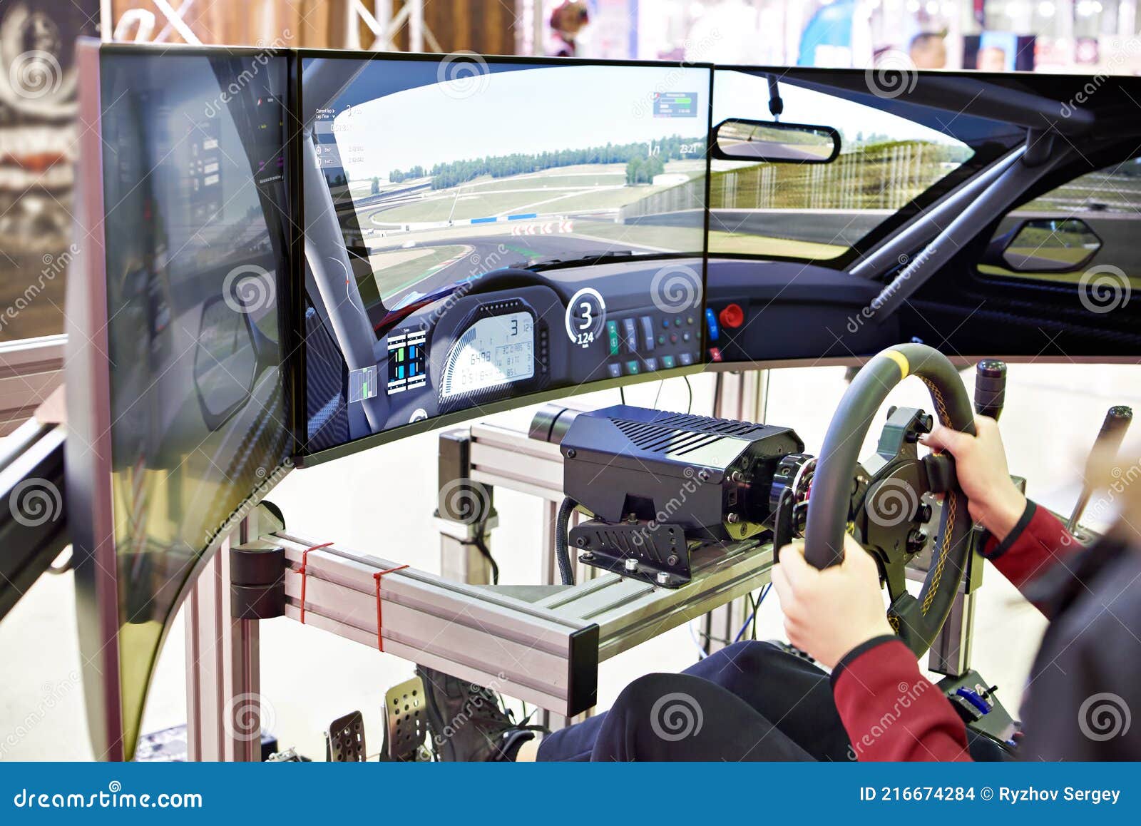 Gamer Playing on Computer Simulator Race Stock Photo - Image of ...