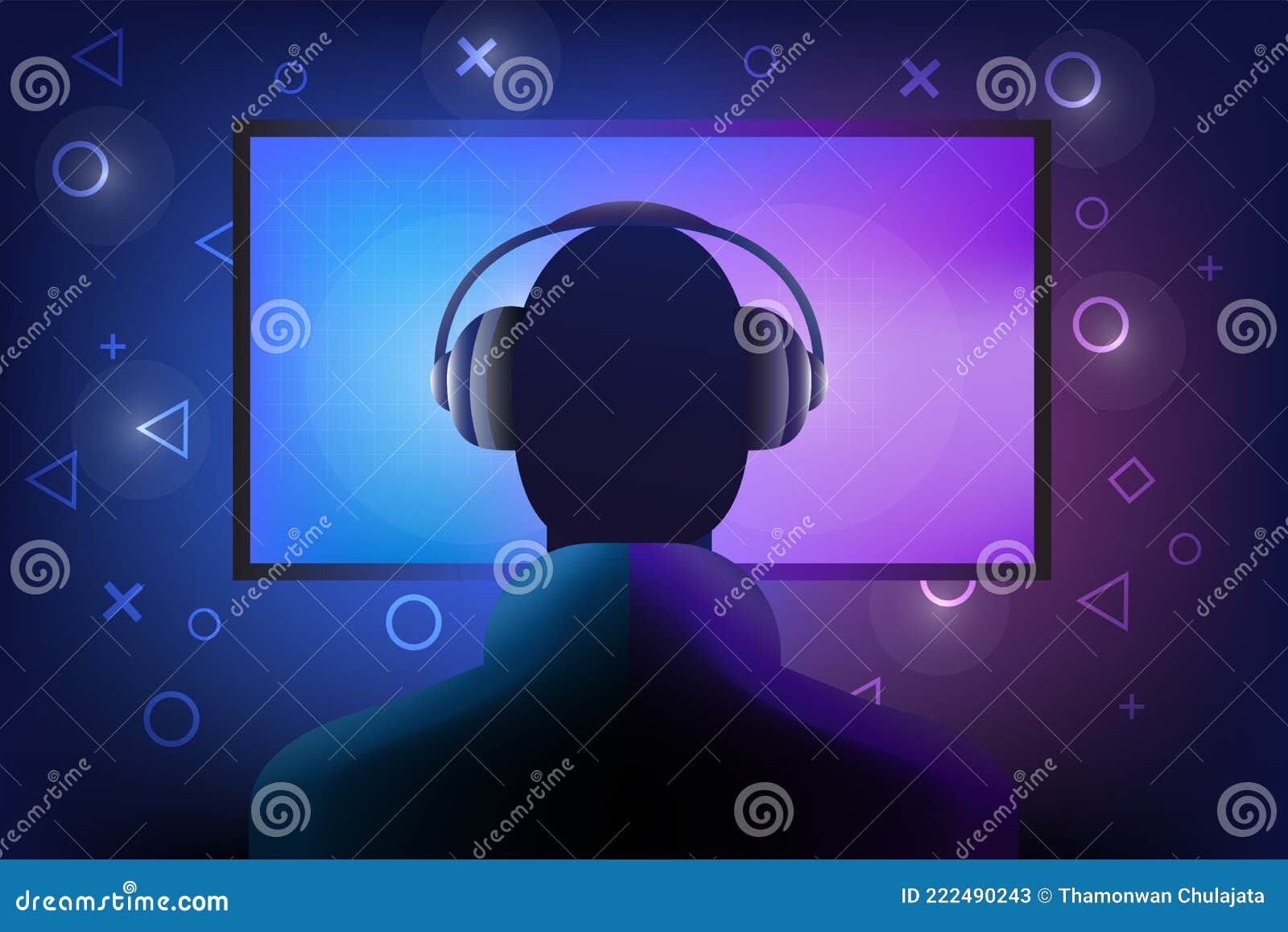 Gamer playing online game stock vector. Illustration of entertainment ...