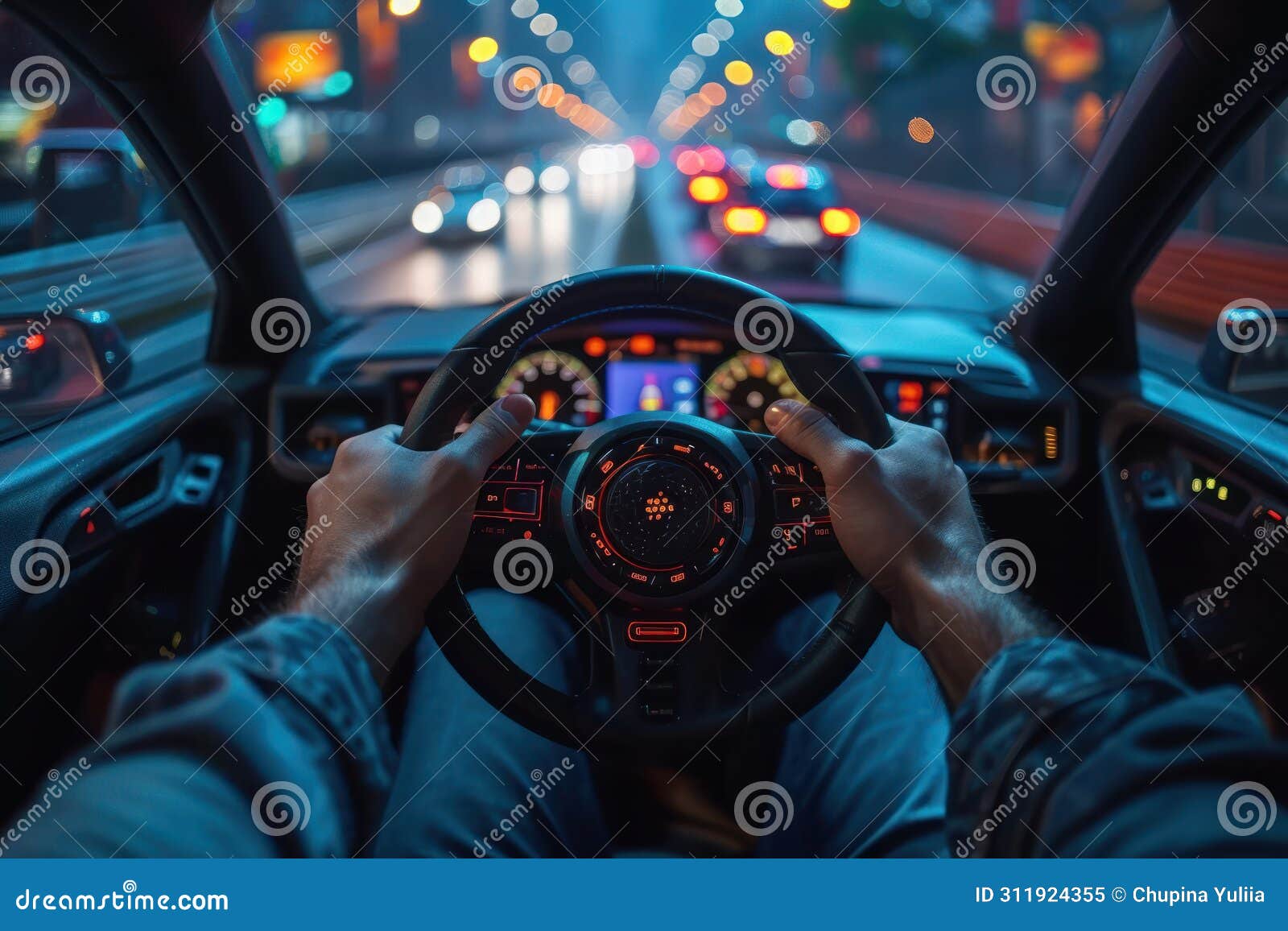 Gamer Playing Pc Game with Racing Wheel Controller Stock Illustration ...