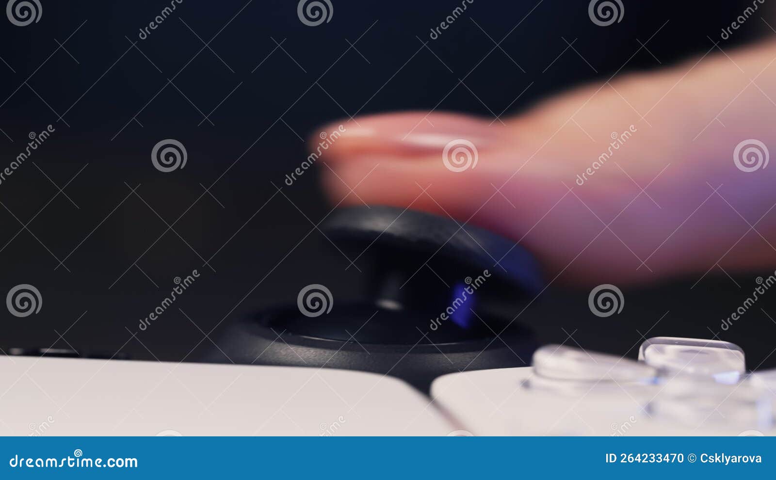Gamer Presses Left Stick Button, Using Joypad Controller, Wireless ...