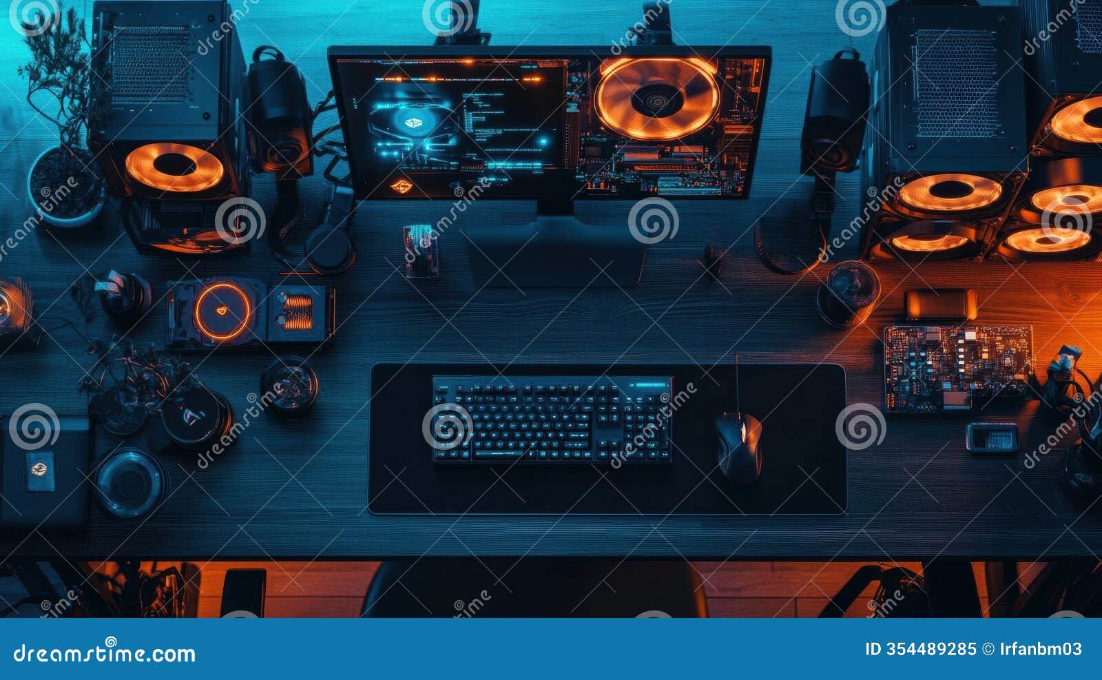 Gamer S Paradise, a Top-Down View of a High-End Gaming Setup Stock ...