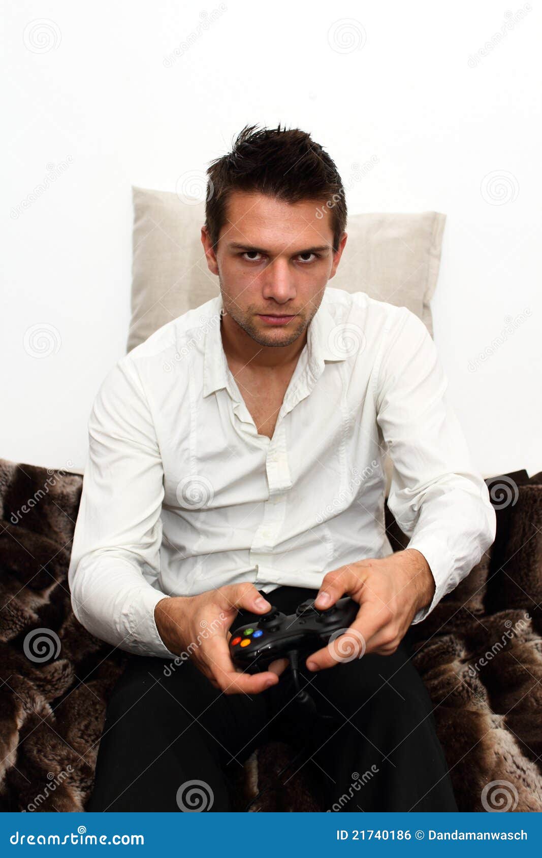 Gamer Sitting on Couch with Controller Stock Photo - Image of amusemant ...