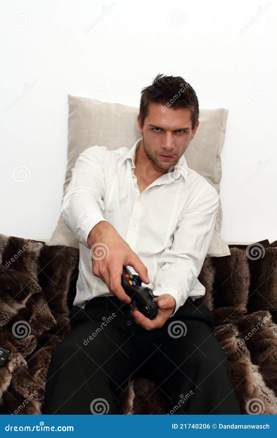 Gamer Sitting on Couch with Controller Stock Photo - Image of hobby ...