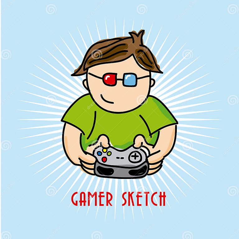 Gamer sketch stock vector. Illustration of conceptual - 32923326