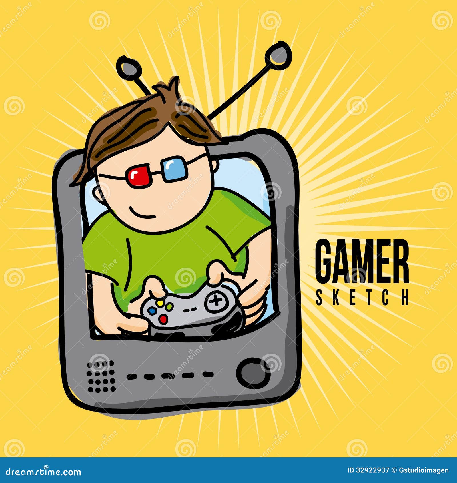 Gamer sketch stock vector. Illustration of interaction - 32922937
