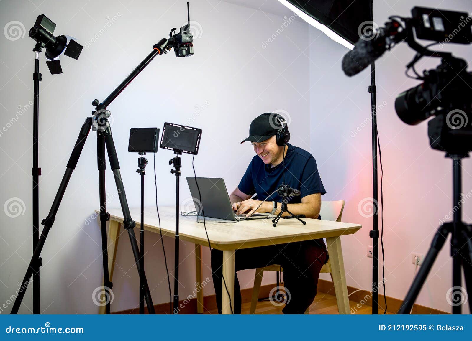 Gamer, Streamer, or Youtuber Streaming and Recording in His Studio ...