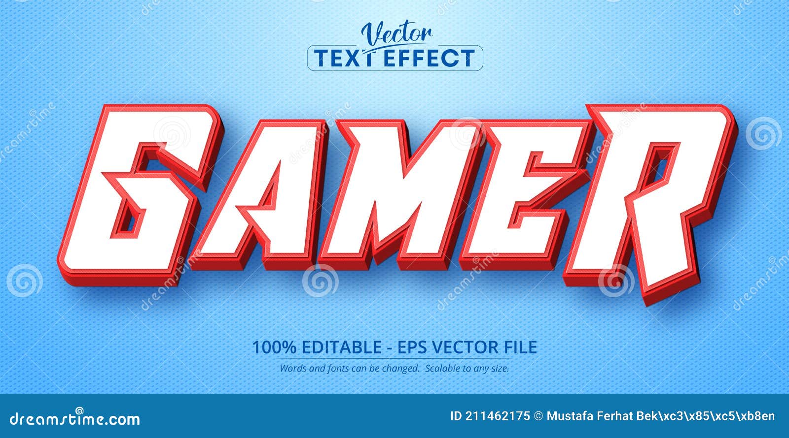Gamer Text, Cartoon Style Editable Text Effect Stock Vector ...