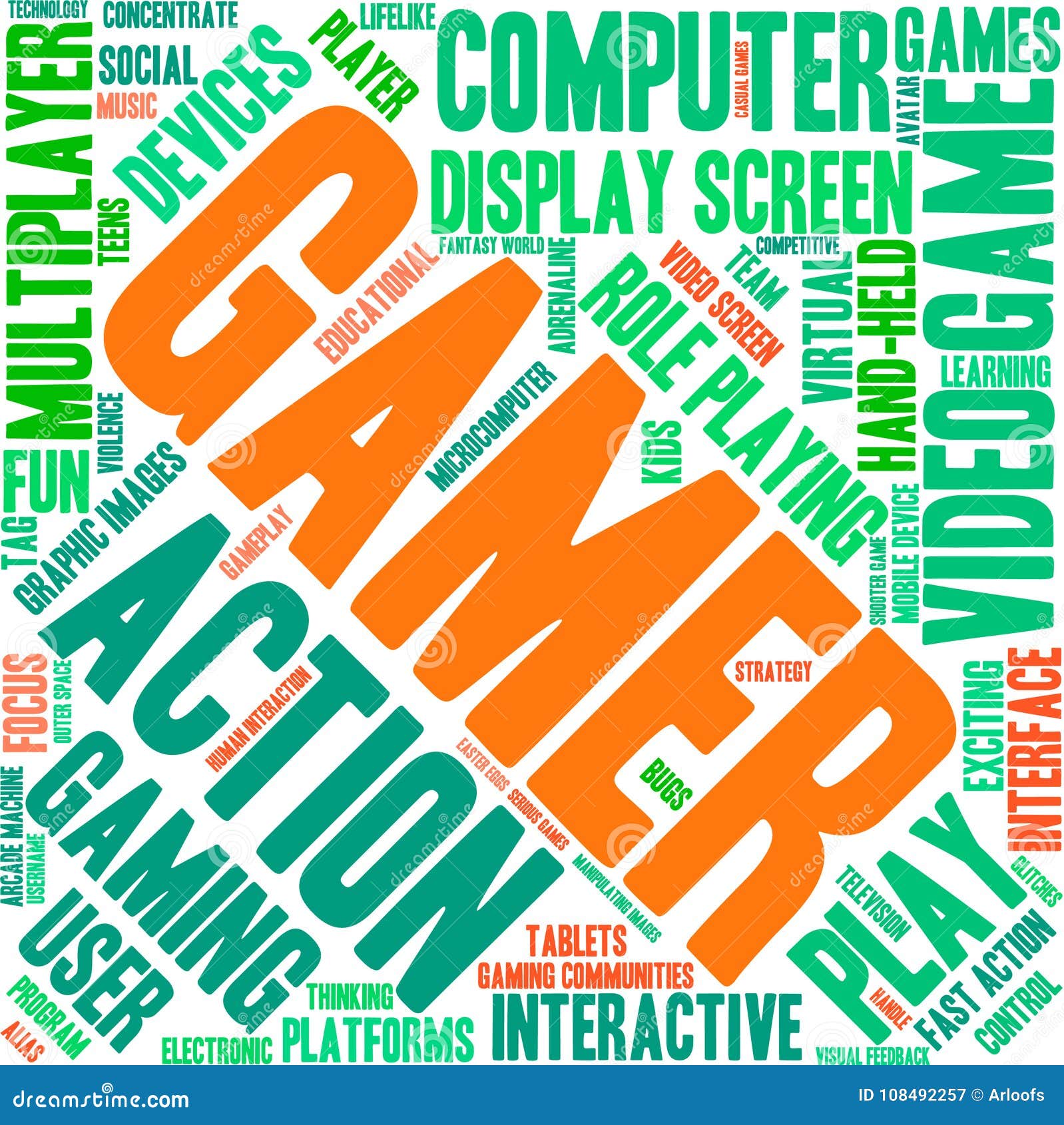 Gamer Word Cloud stock vector. Illustration of action - 108492257