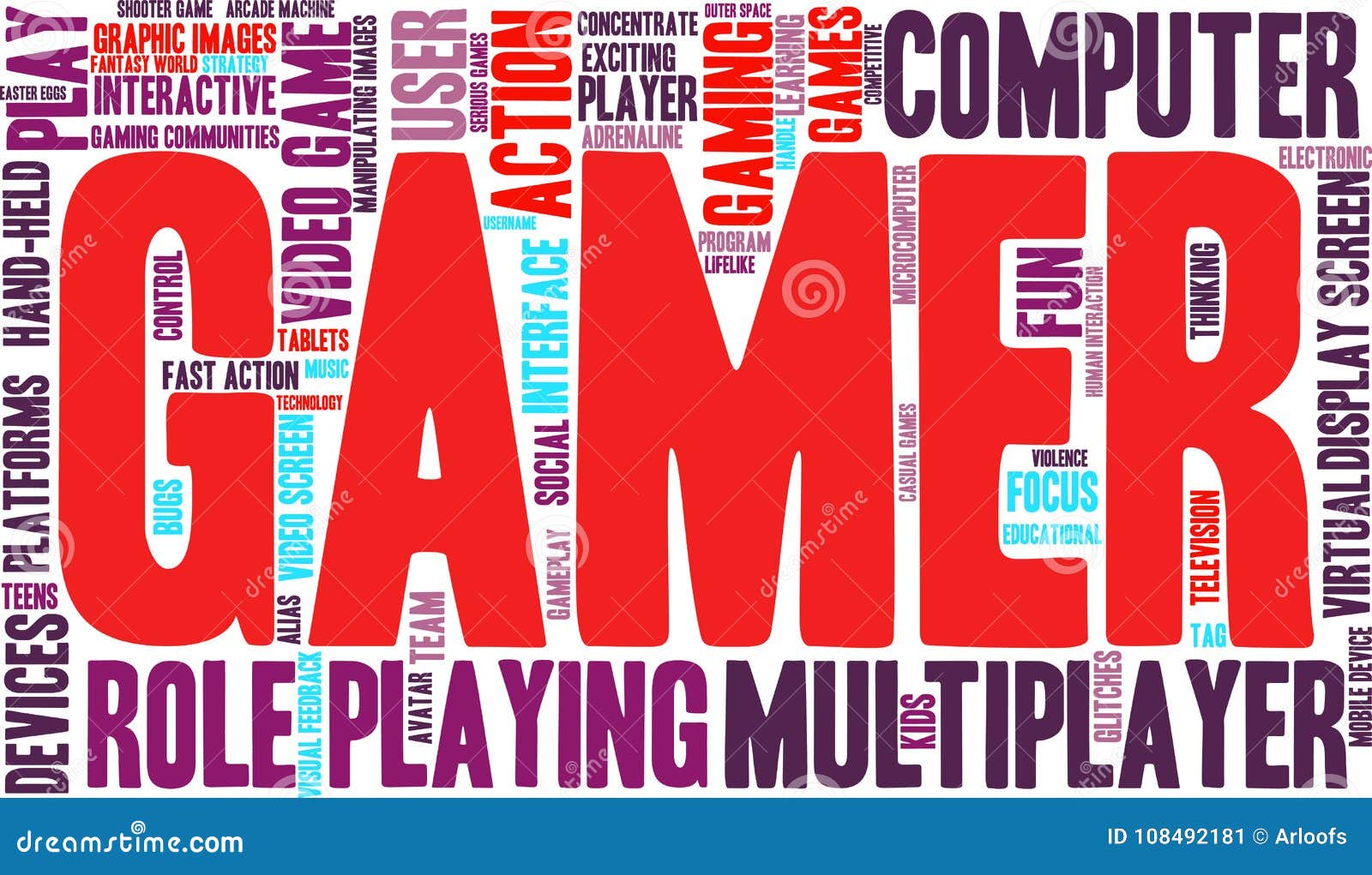 Gamer Word Cloud stock vector. Illustration of hand - 108492181