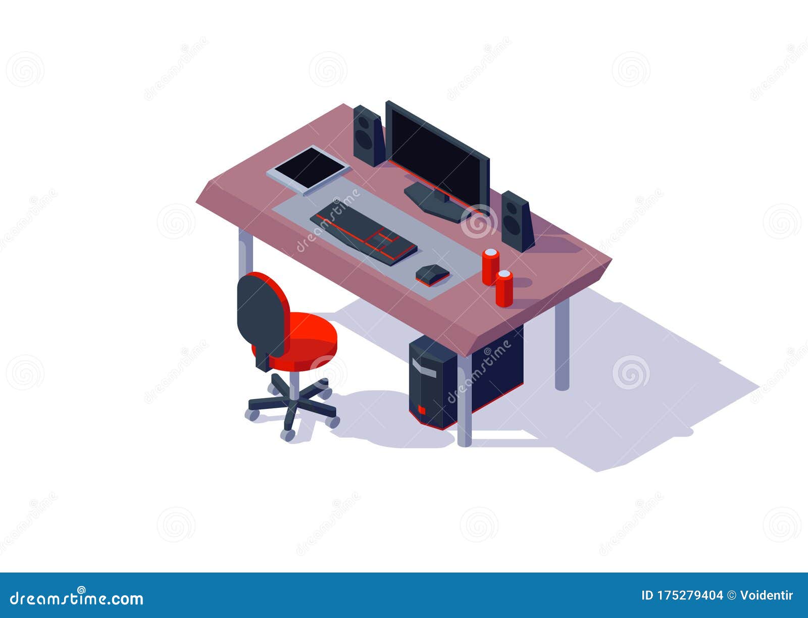 Isometric pc gamer setup stock vector. Illustration of interior - 175279404