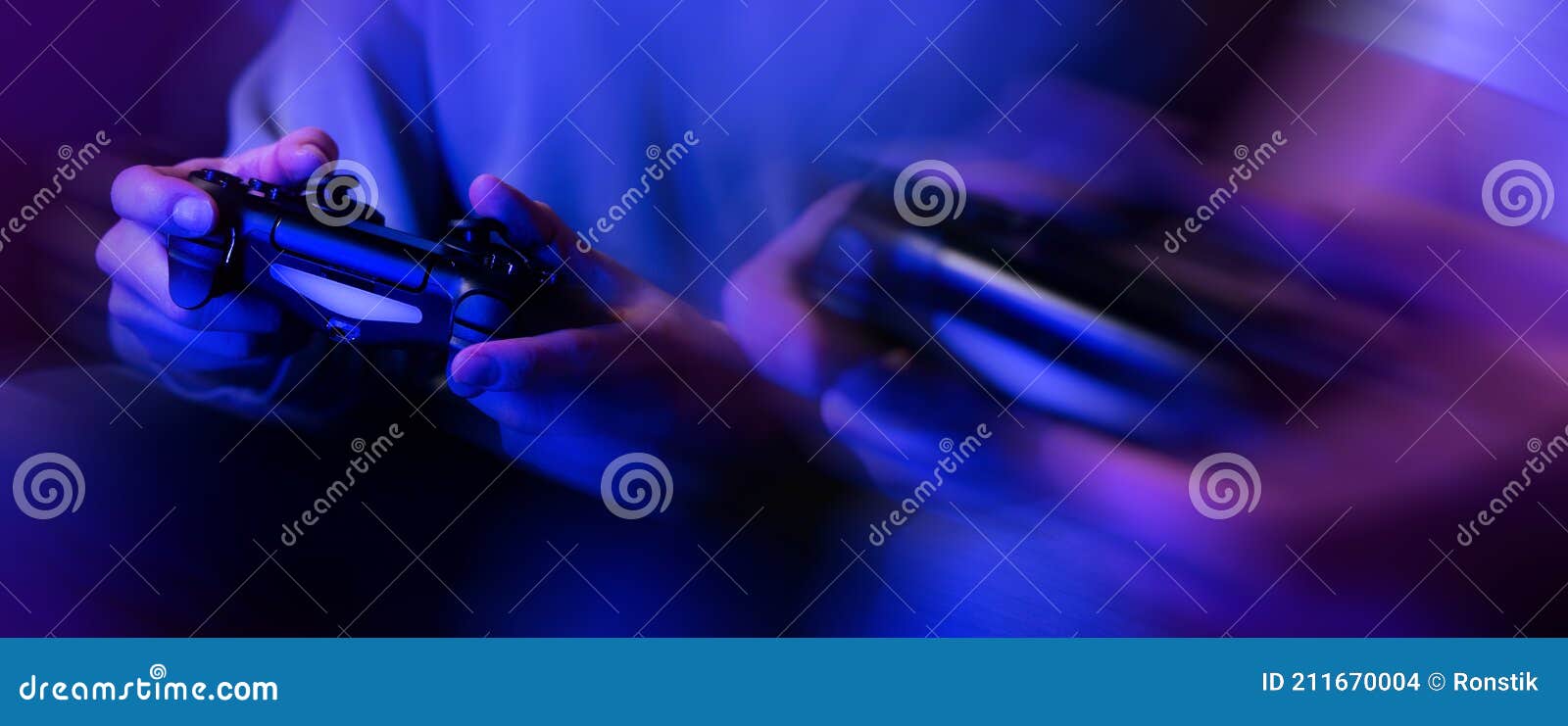 Gamers Playing Console Video Games. Controller in Hands Closeup Stock ...