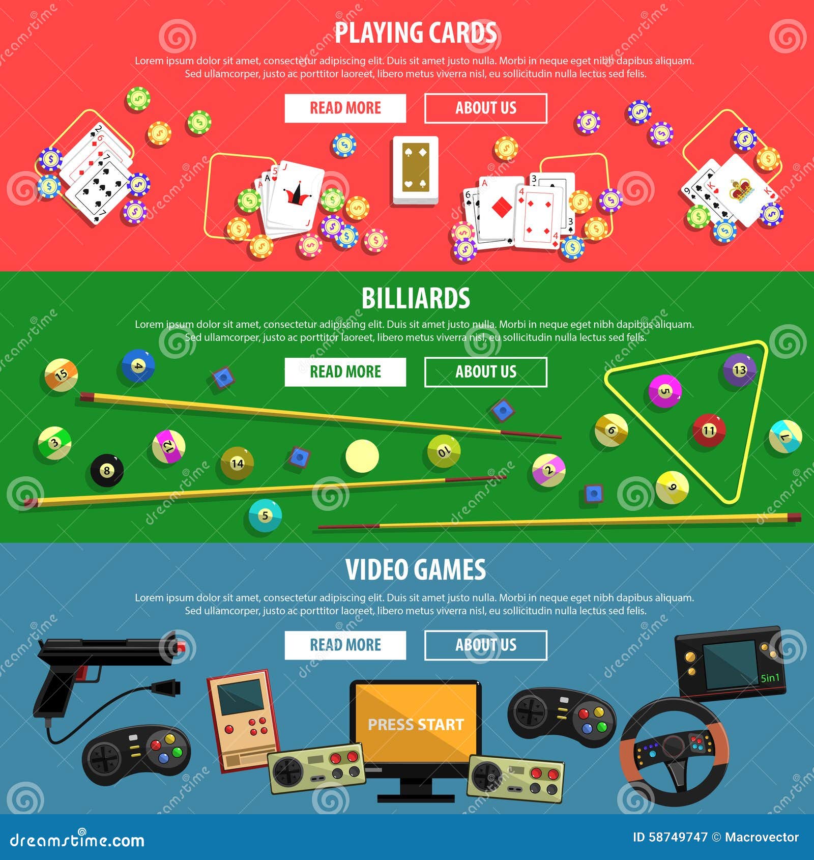 Games Banners Set stock vector. Illustration of games - 58749747