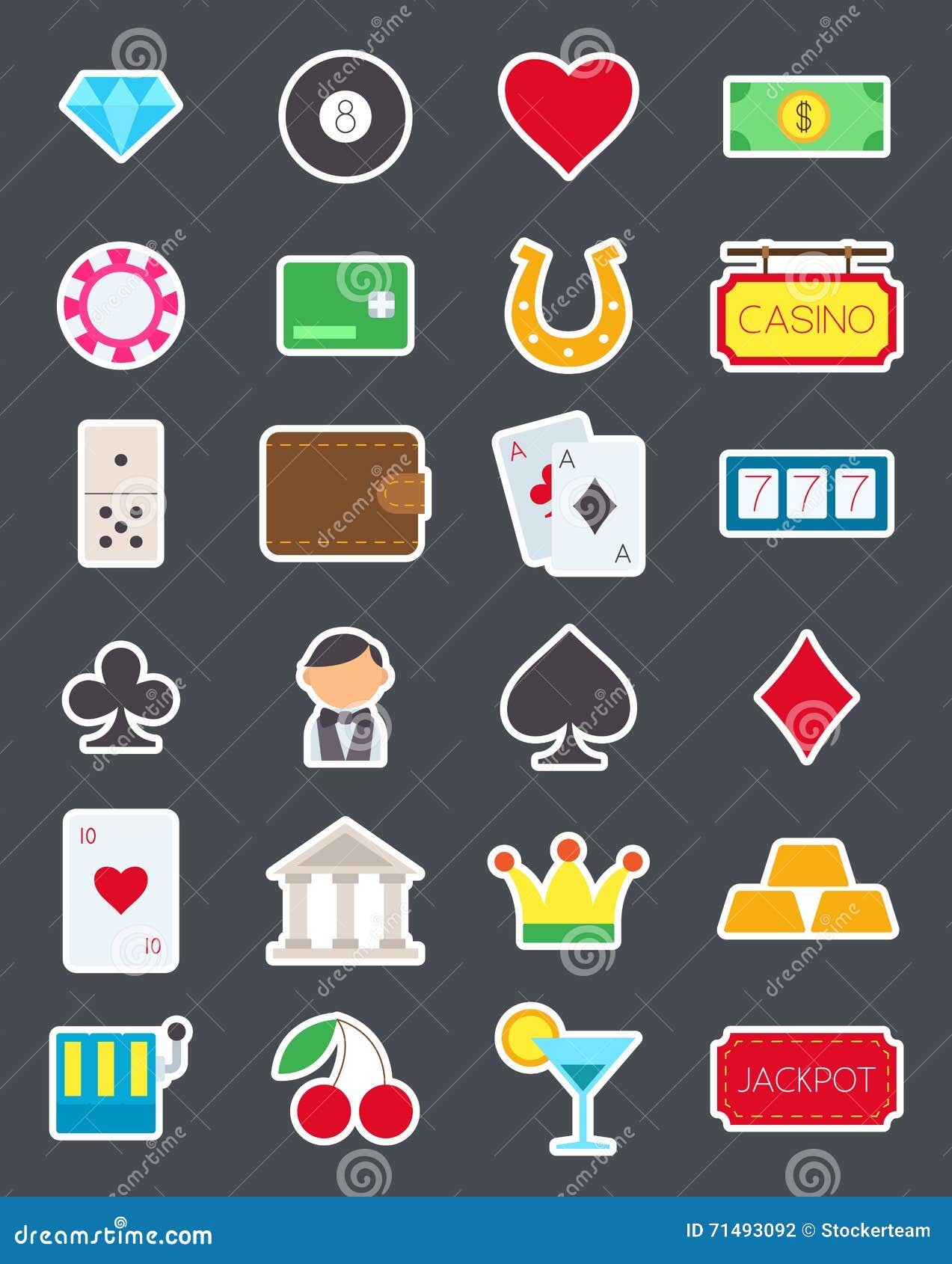 Games of chance icons set stock illustration. Illustration of coin ...