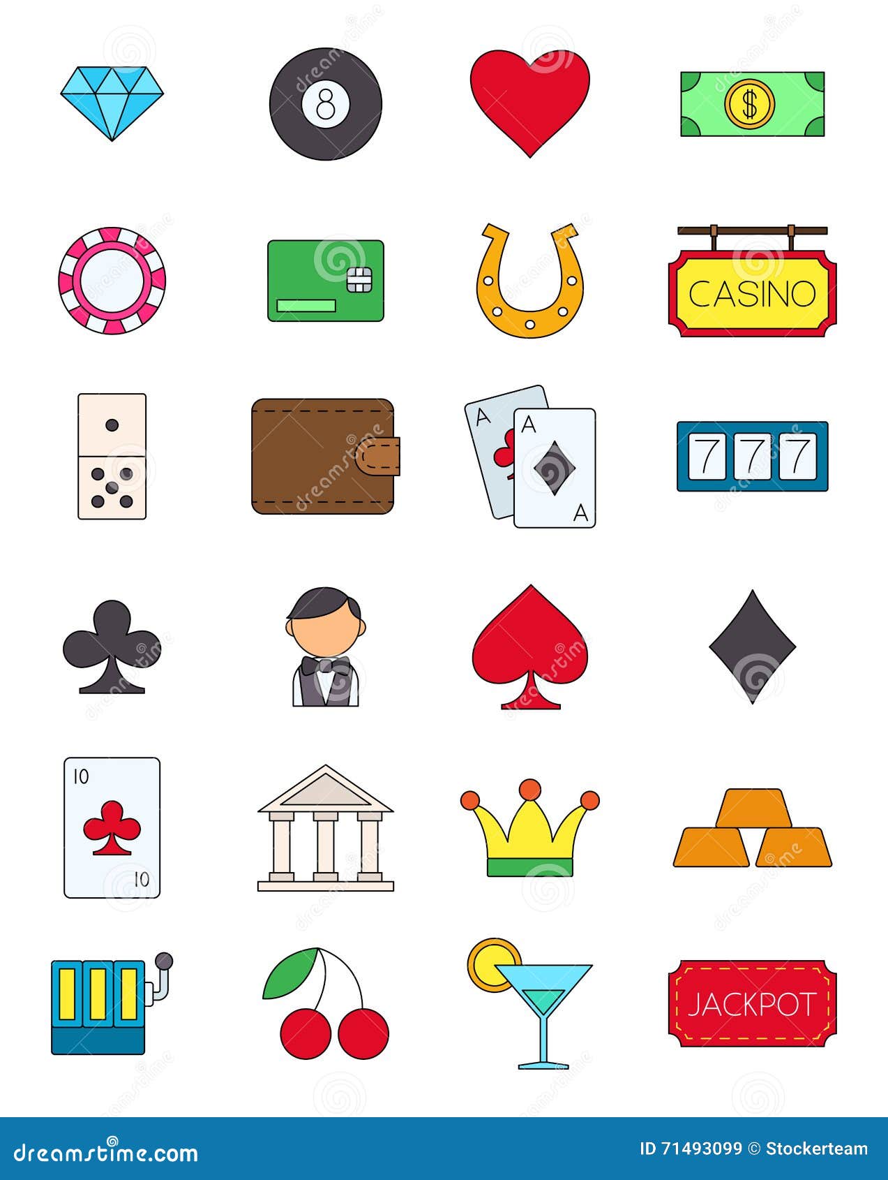 Games of Chance Variegated Vector Icons Set Stock Vector - Illustration ...
