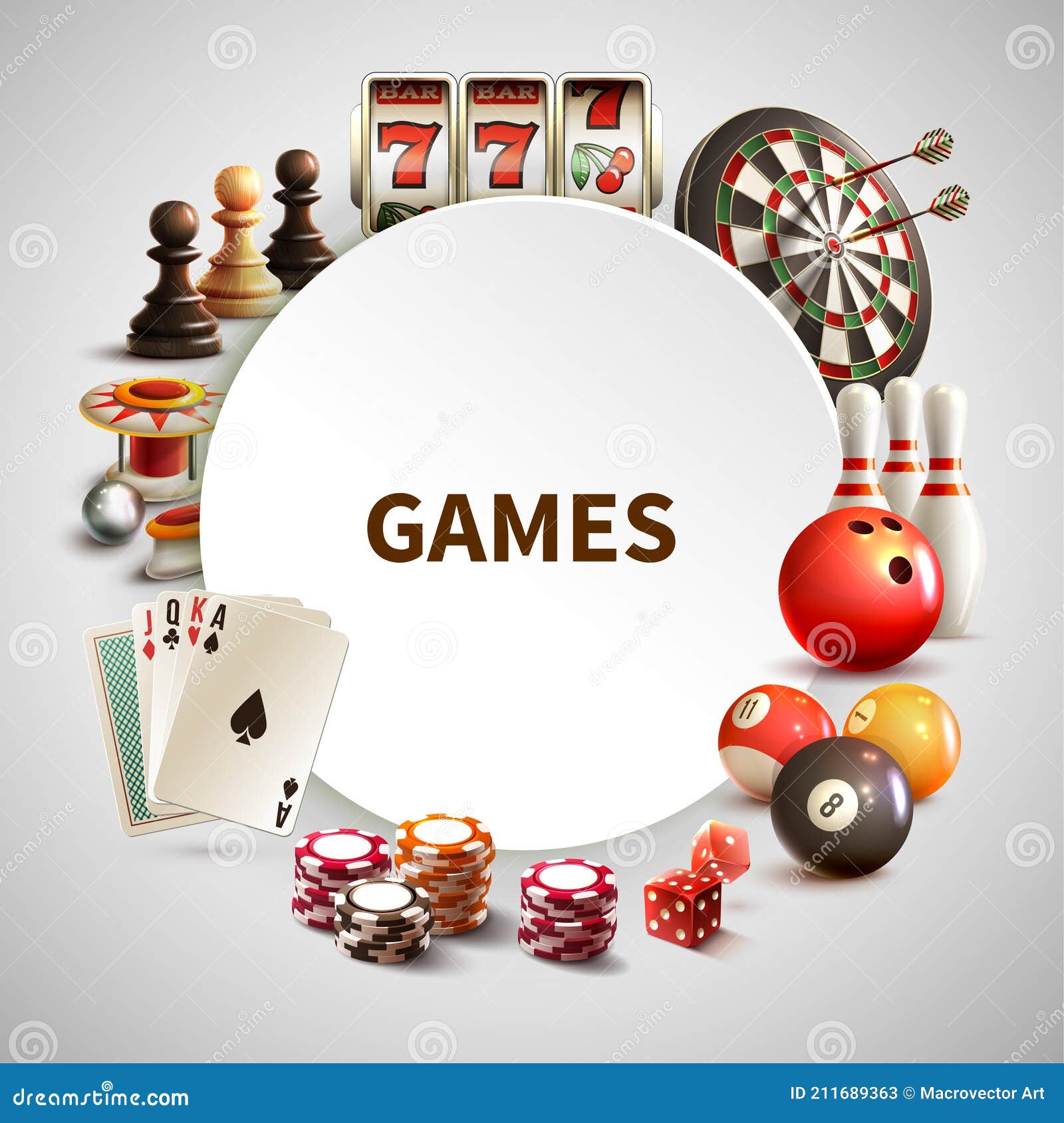 Games Realistic Round Frame Stock Vector - Illustration of cover, card ...