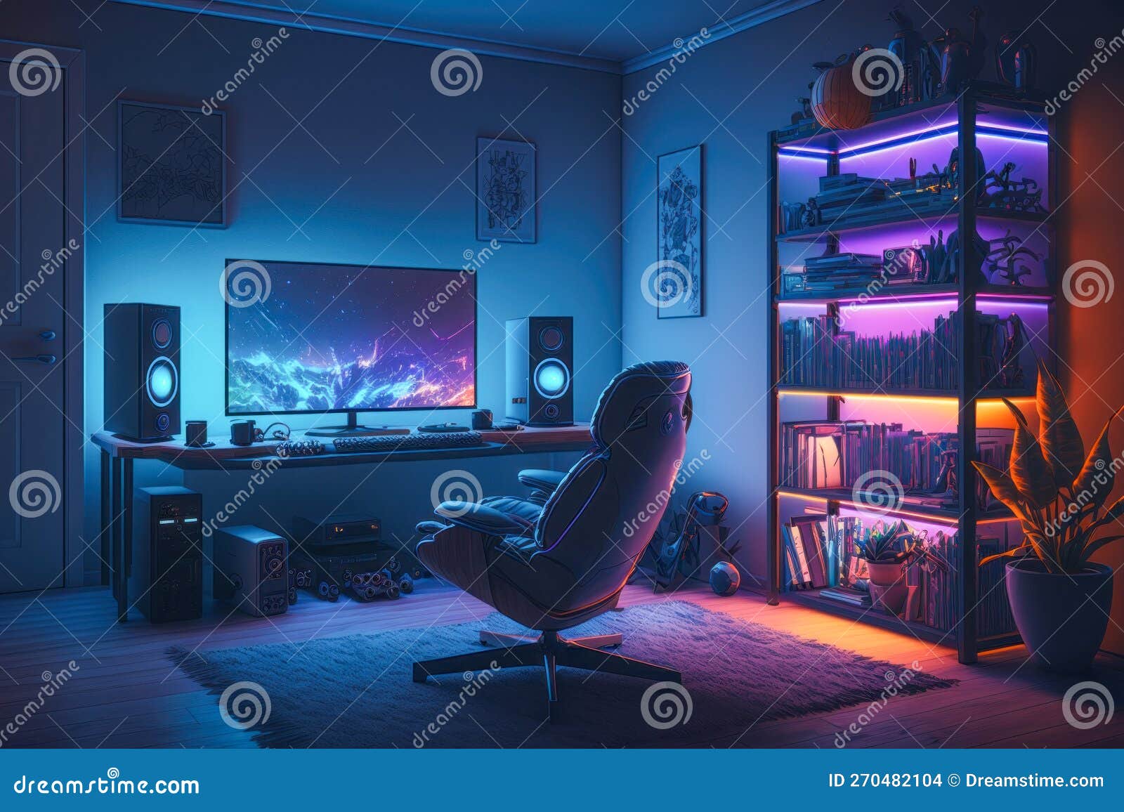 Games Room Illuminated with Leds. Created with Generative AI Technology ...