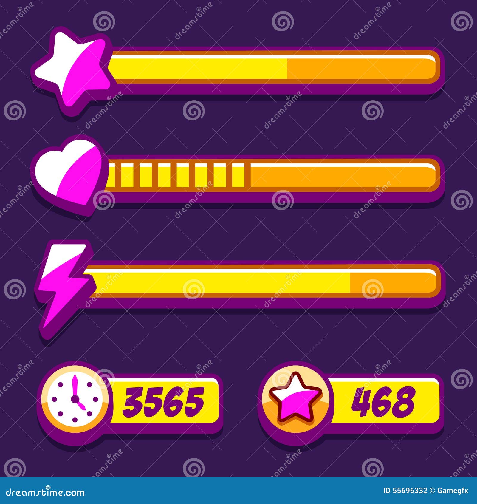 Games Space Energy Time Progress Bar Icons Stock Vector - Illustration ...